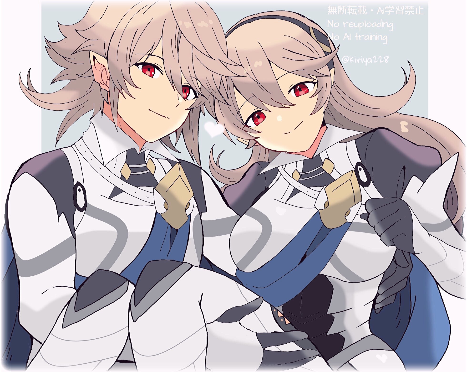 Safebooru - 1boy 1girl armor black hairband blue cape breasts cape carrying closed mouth dual ...