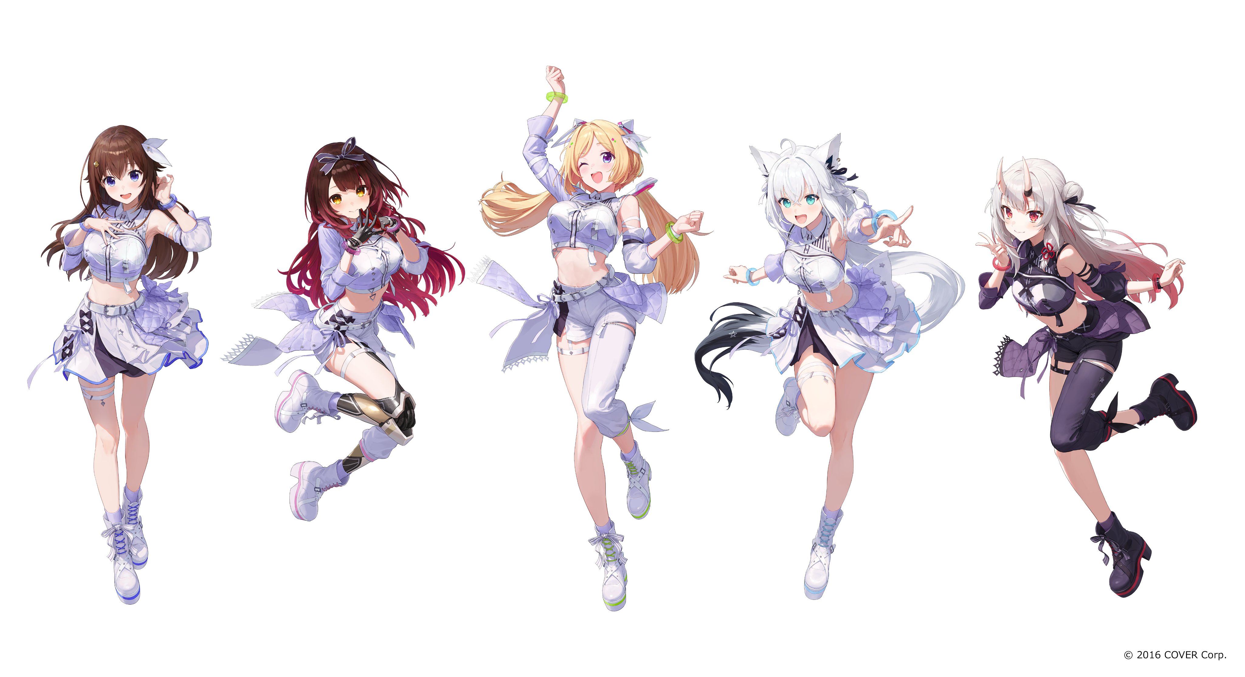 Safebooru - 5girls :d ;d absurdres ahoge aki rosenthal android animal ear fluff animal ear ...