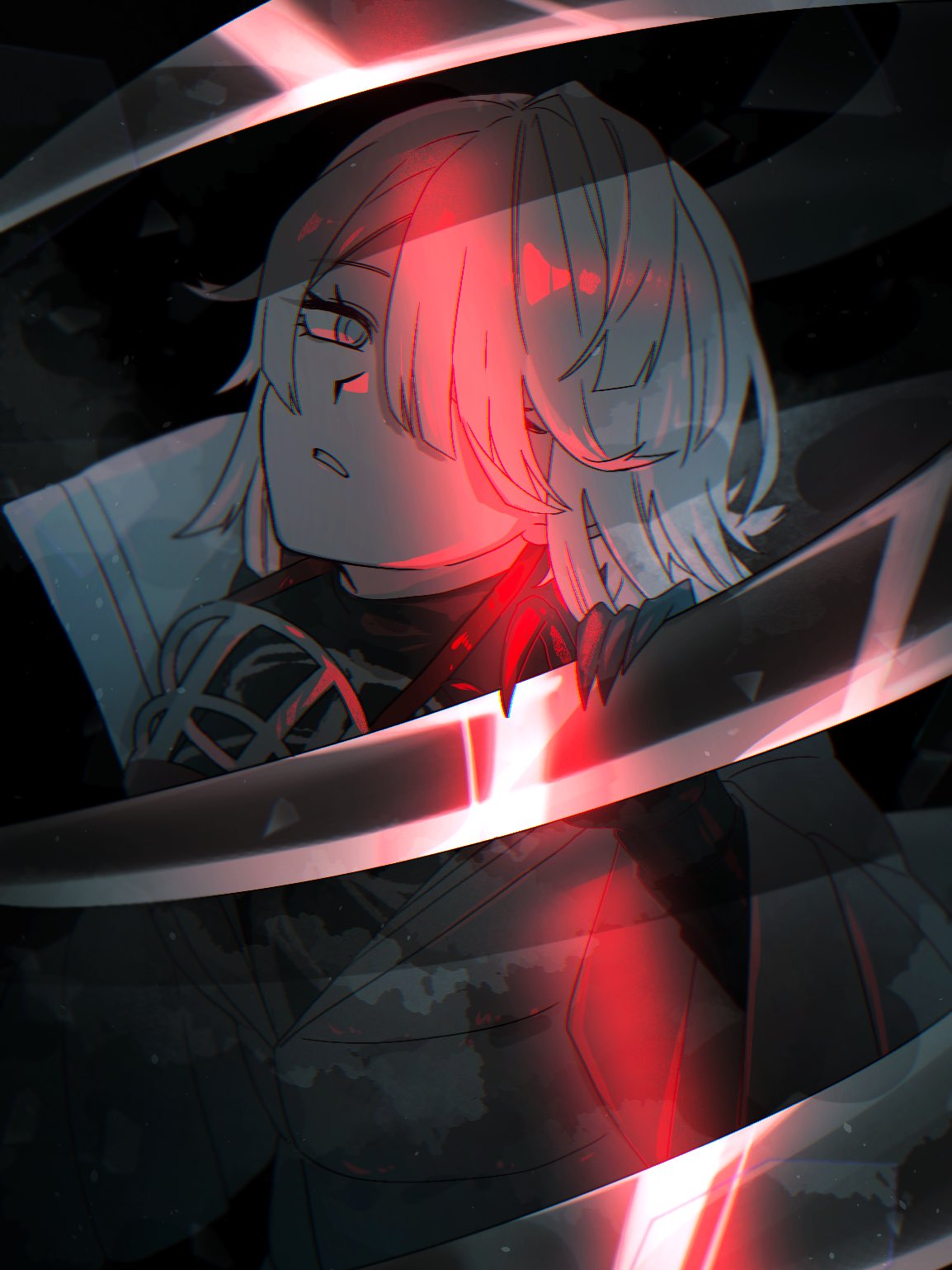 Safebooru - 1girl claws eipenor faust (project moon) grey eyes greyscale hair over one eye ...