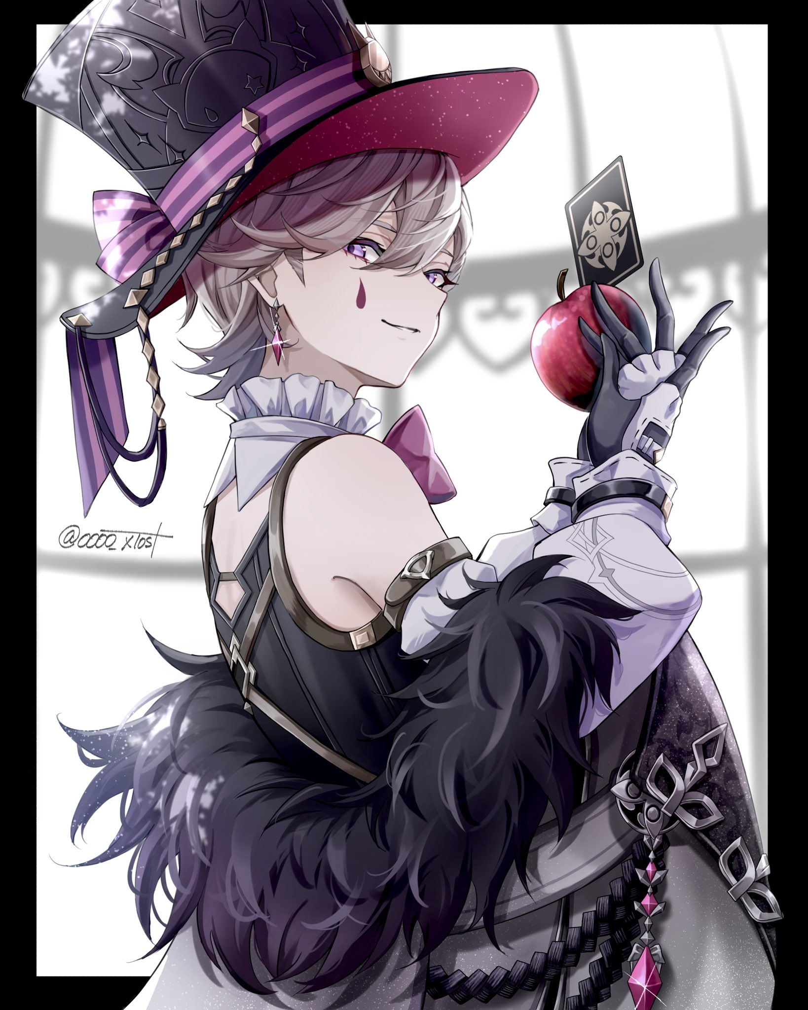 Safebooru - 1boy adapted costume alternate costume apple arm belt back ...