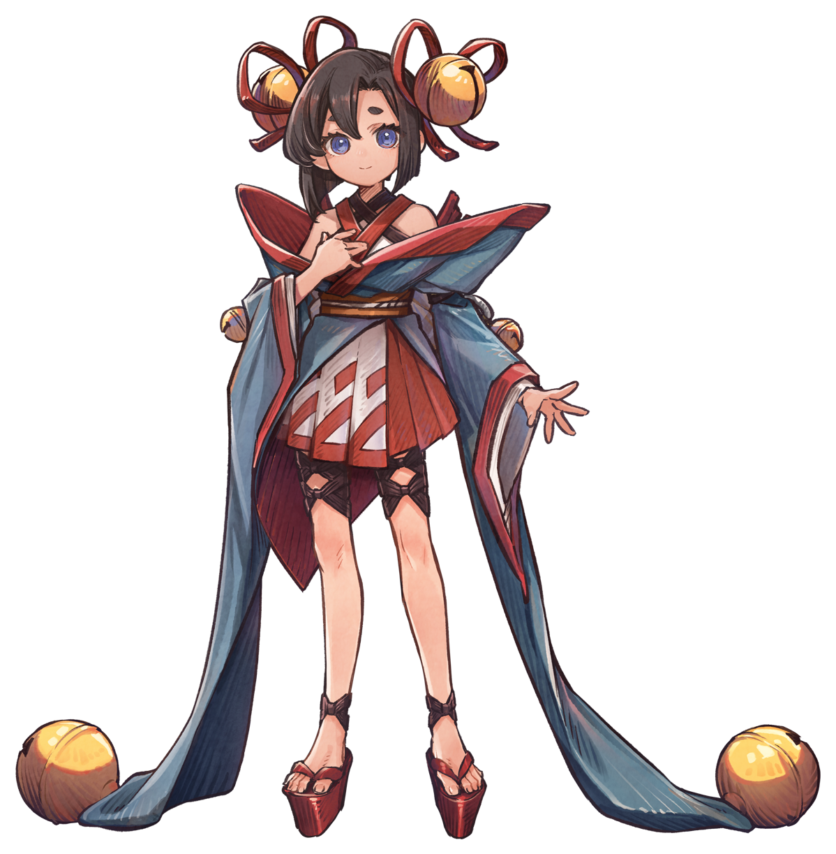 Safebooru - 1girl artist request asymmetrical bangs bandai namco bare shoulders bell blue eyes ...