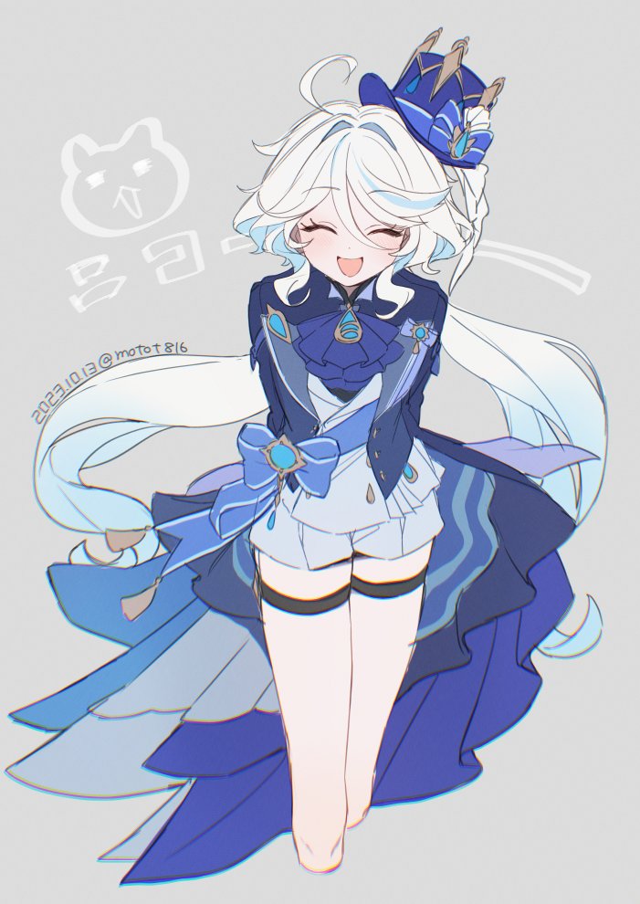 Safebooru - 1girl ascot blue ascot blue gemstone blue hair blue headwear blue jacket brooch ...