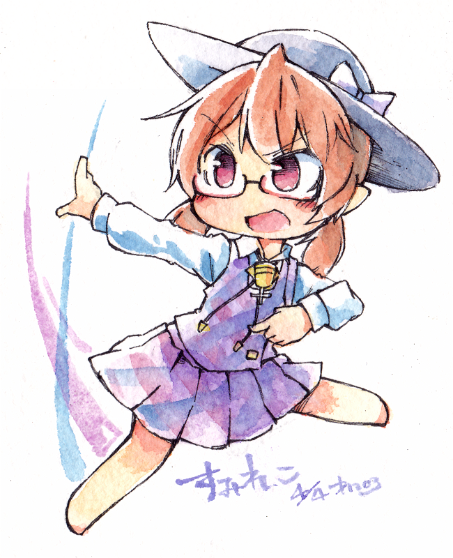 Safebooru - 1girl black headwear bow brown hair chibi collared shirt ...