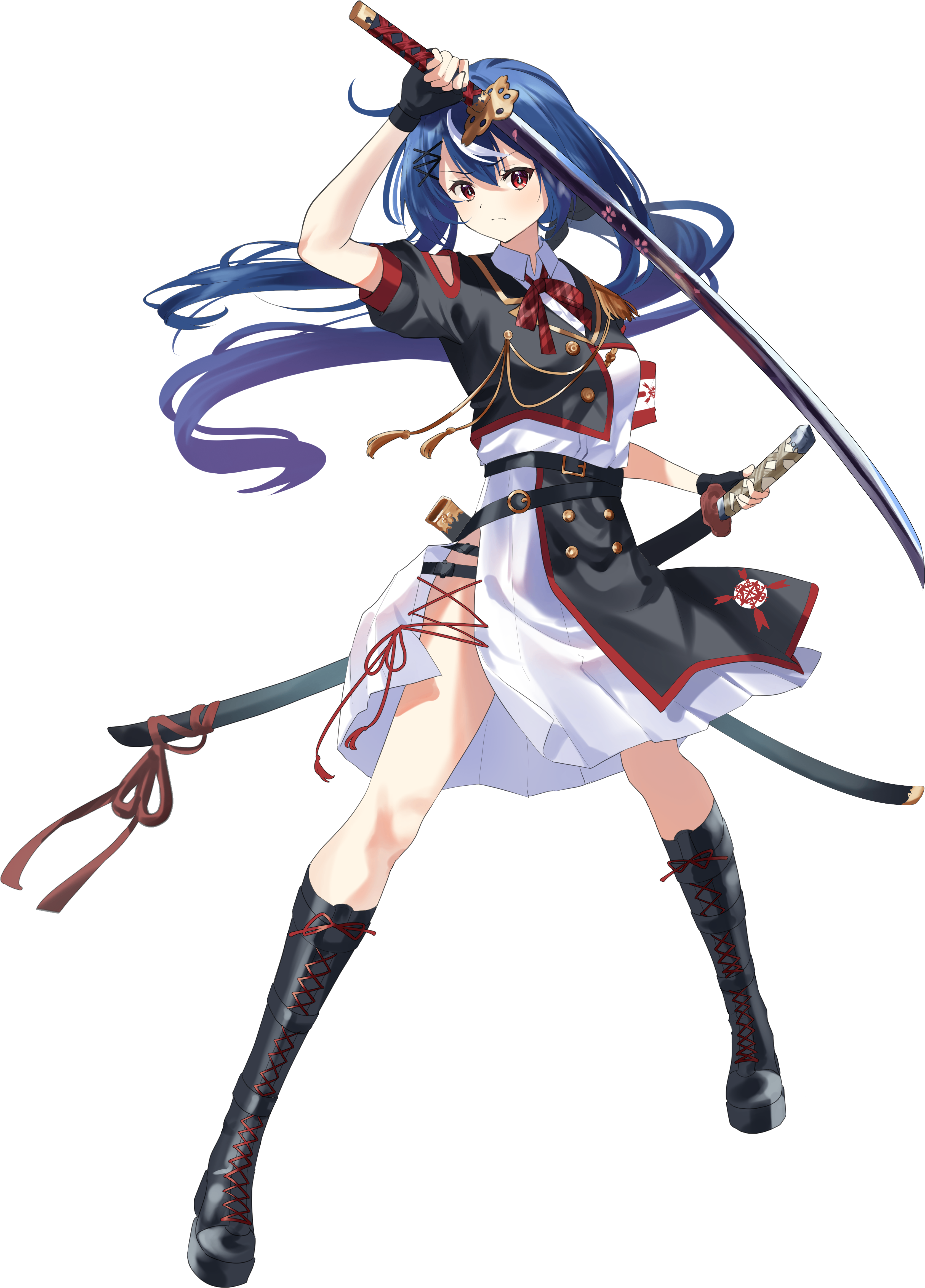 Safebooru 1girl Absurdres Armband Black Boots Blue Hair Boots 4292