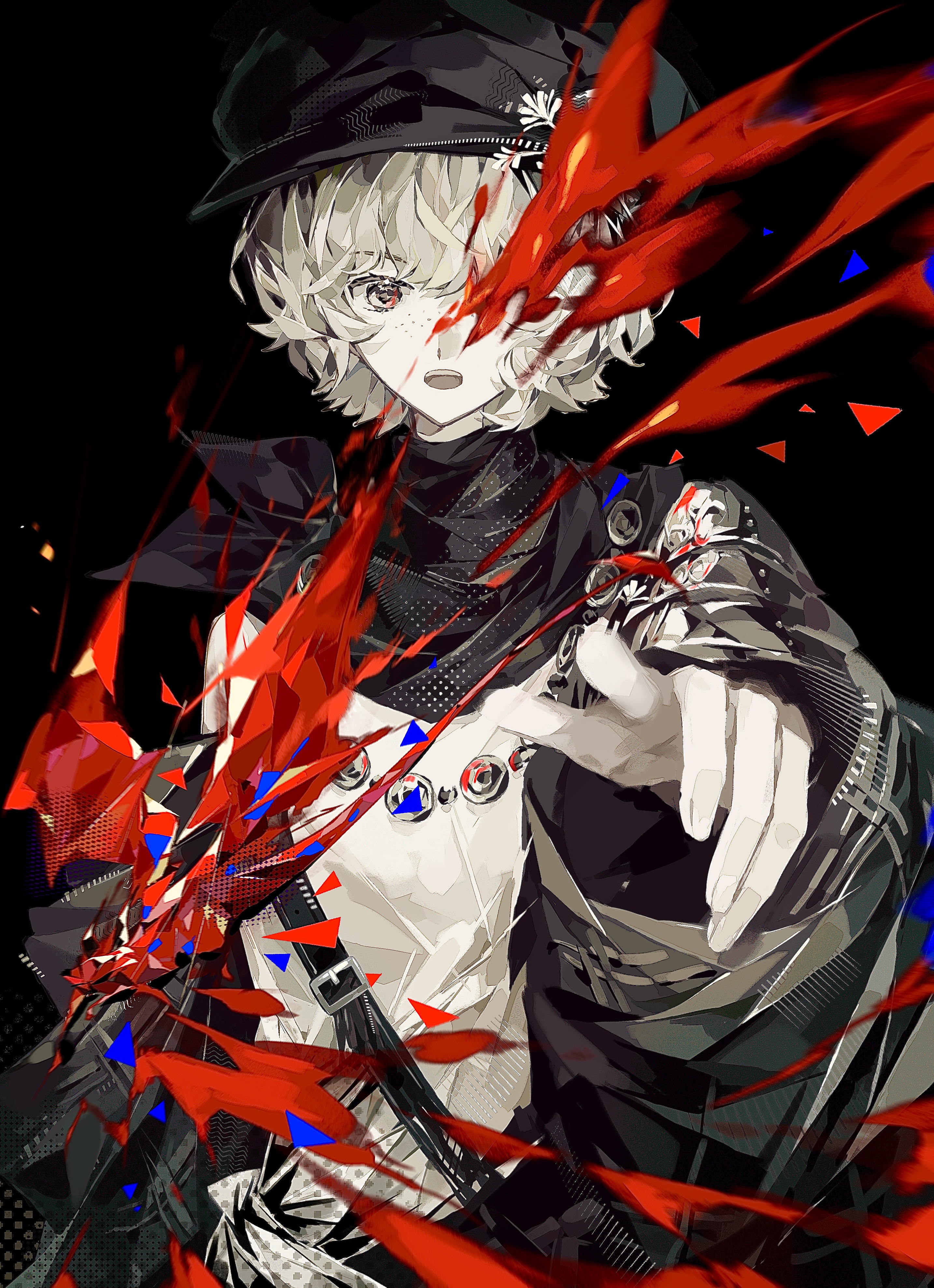 Safebooru - 1girl 30000000000 :o absurdres black background blonde hair ...