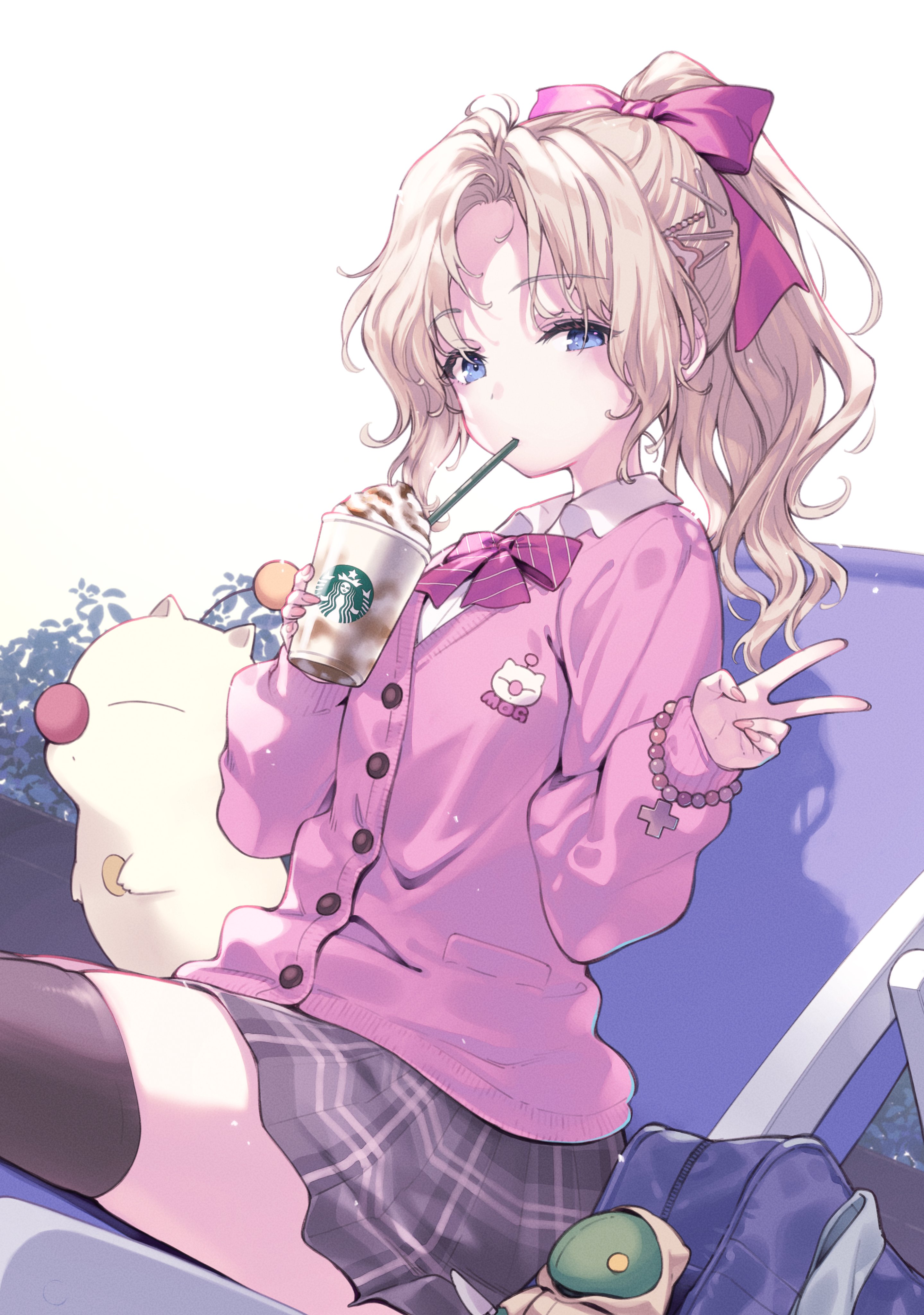Safebooru 1girl Absurdres Bag Black Thighhighs Blonde Hair Blue Eyes 8025