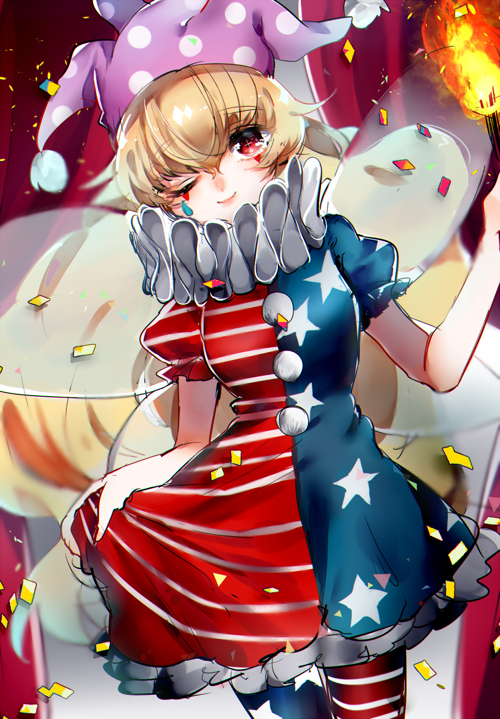 Safebooru - 1girl blonde hair blue dress blue pantyhose circus closed ...