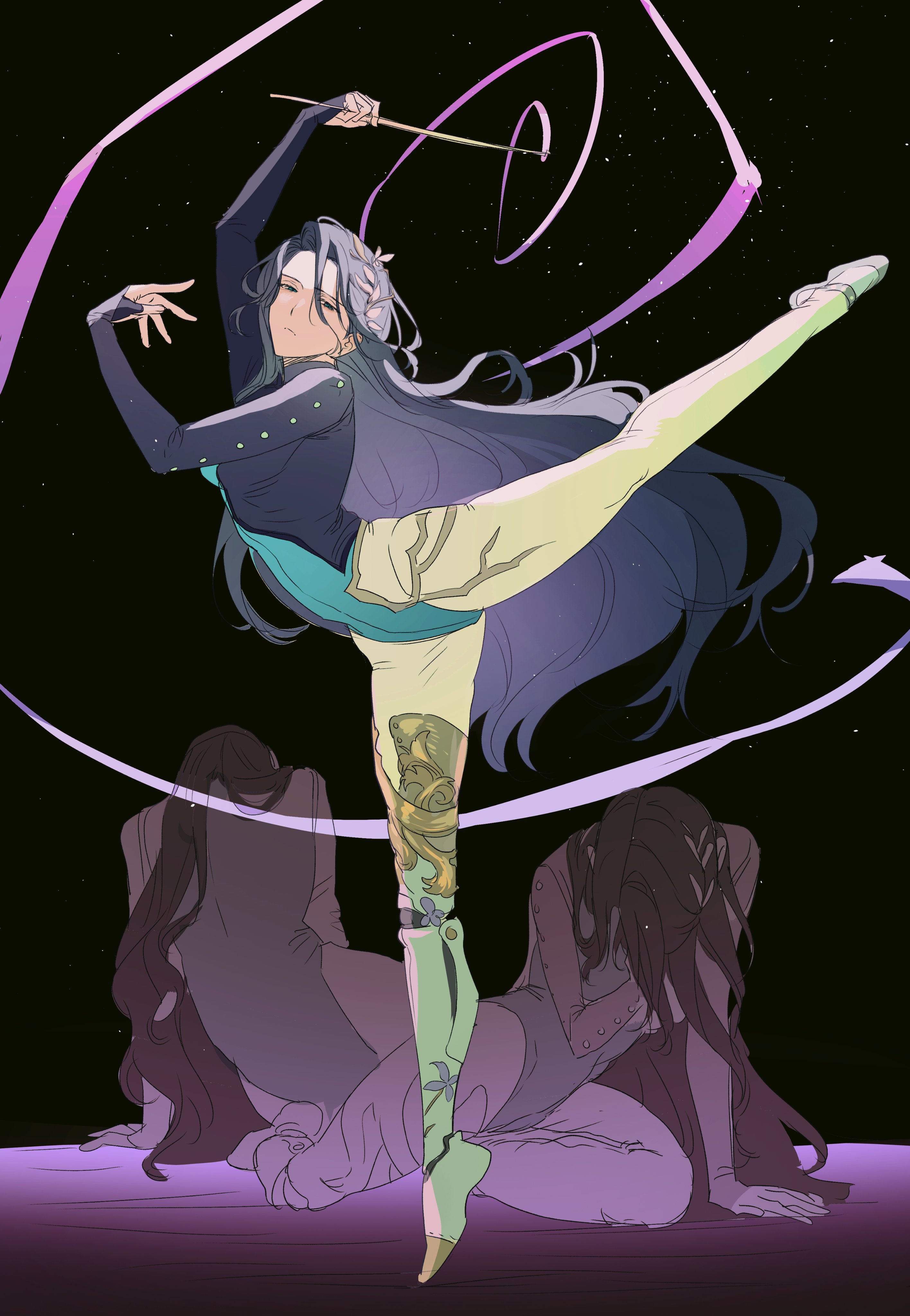 Safebooru - 1girl absurdres arabesque (pose) arm up athletic leotard ...