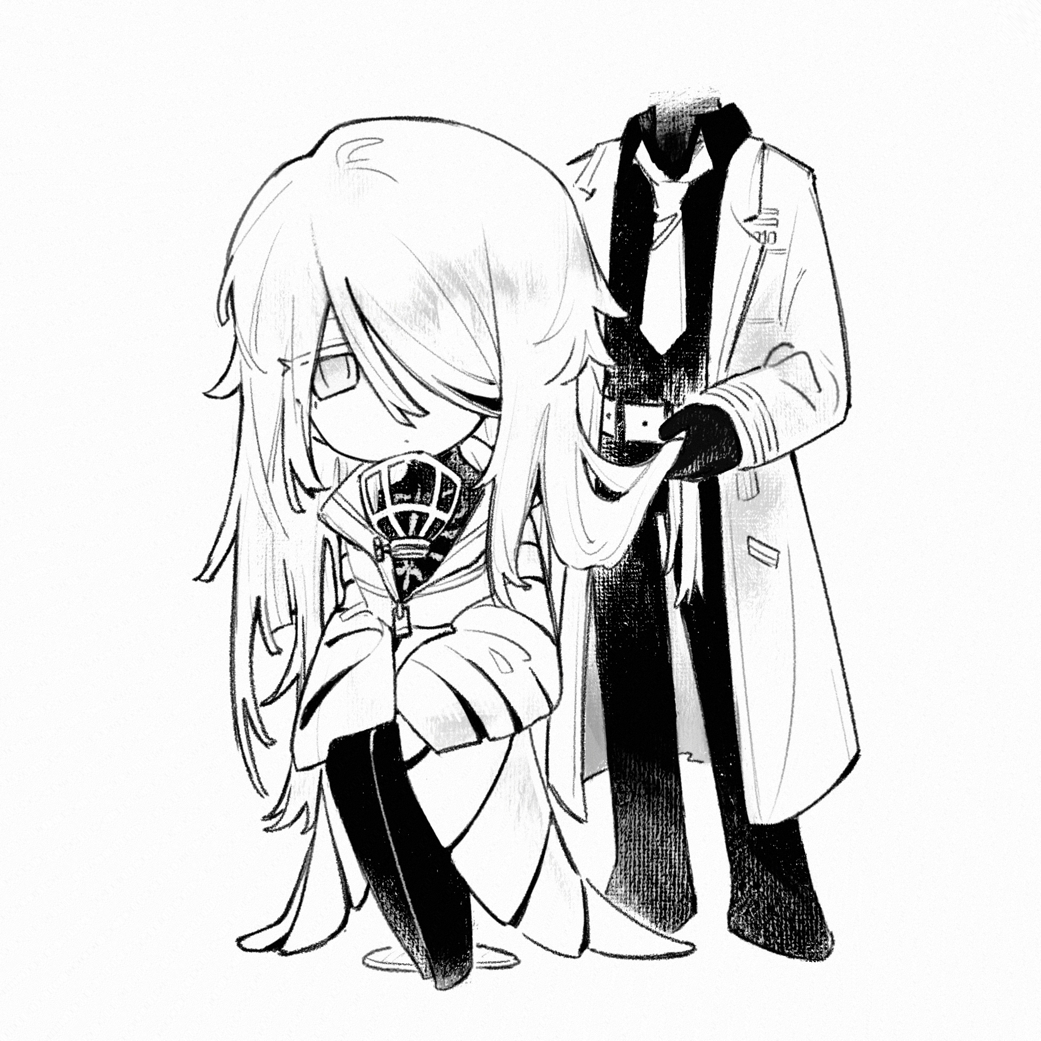 Safebooru - 1girl 1other alternate hair length alternate hairstyle belt ...