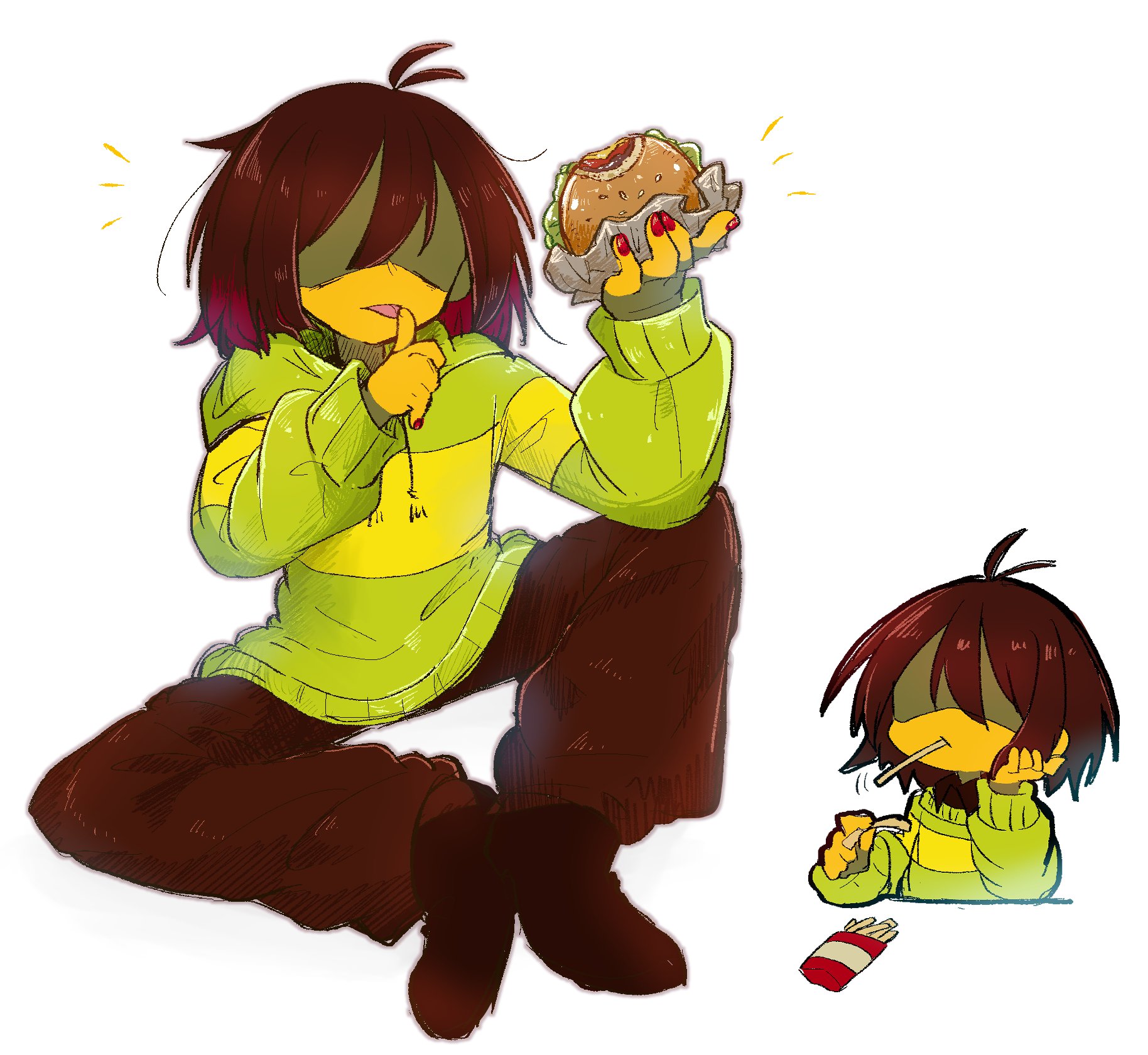Safebooru - 1other :p antenna hair brown hair brown pants brown socks ...