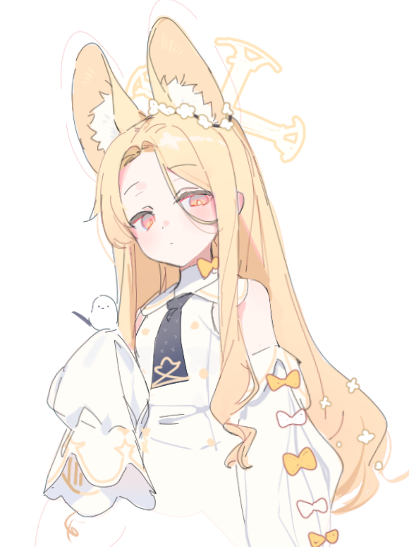 Safebooru - 1girl animal animal ear fluff animal ears bird blonde hair blue archive closed mouth ...