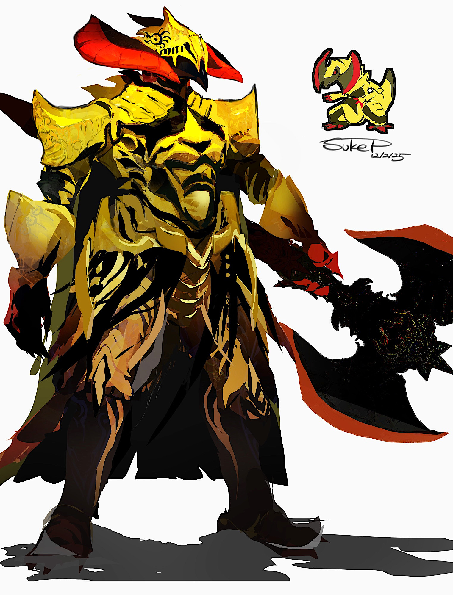 Safebooru - armor axe commentary request dated haxorus highres holding ...