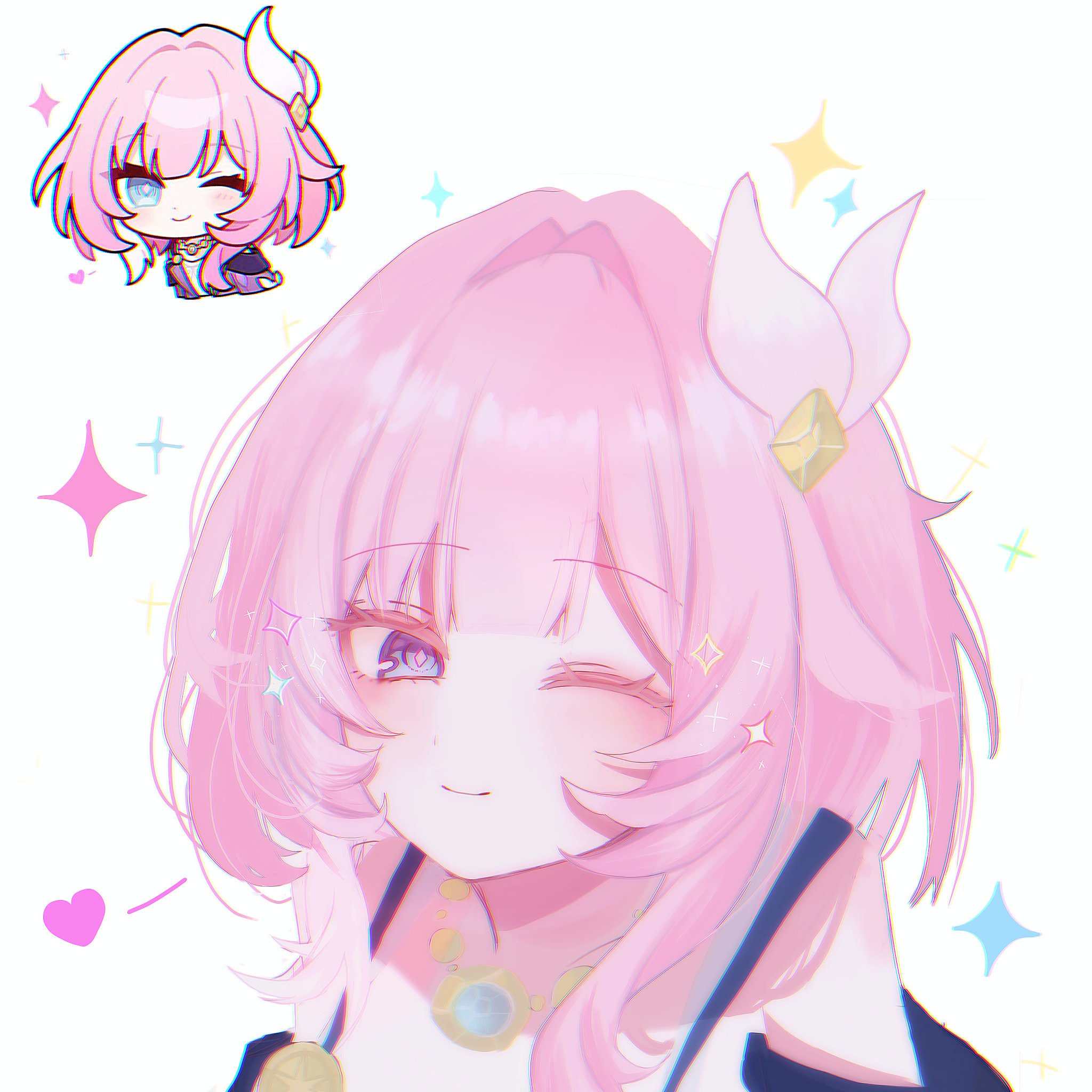 Safebooru - 1girl ;) bare shoulders blue eyes chibi chibi inset coat commentary request cyrene ...