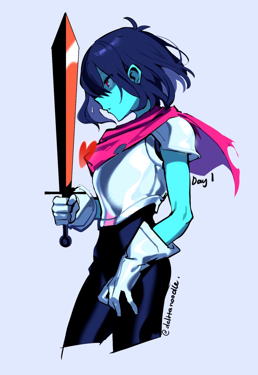Safebooru - 1other armor black unitard blue hair blue skin cape colored ...