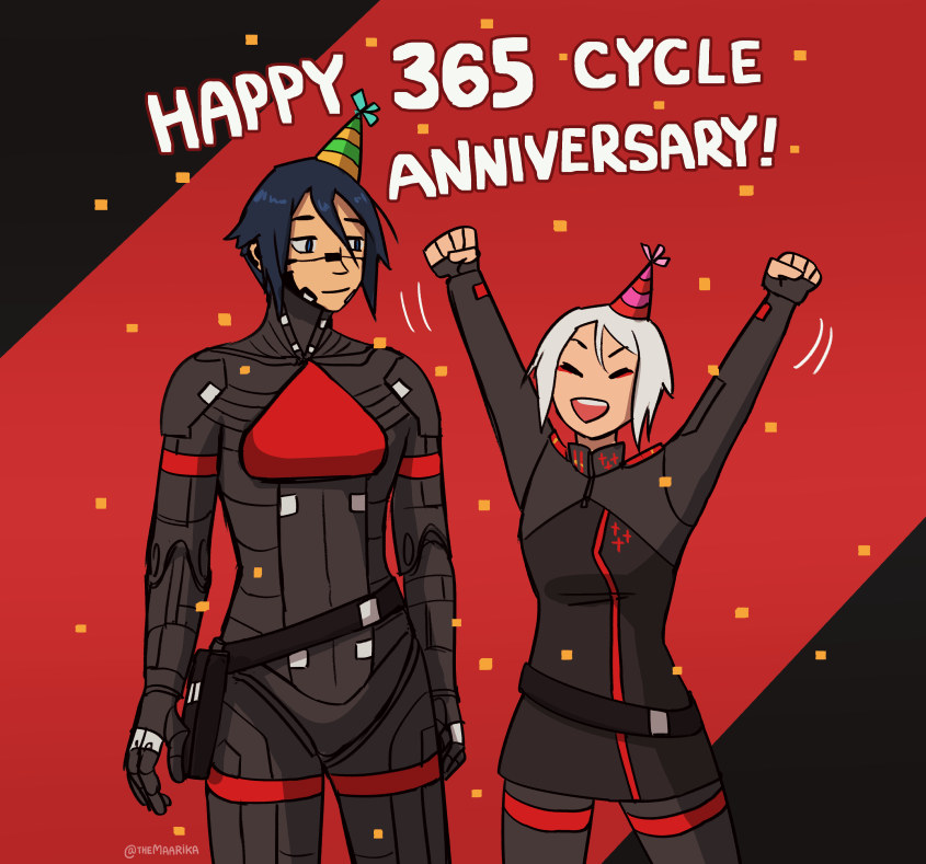 Safebooru - 2girls android anniversary ariane yeong black hair blue eyes closed eyes elster ...