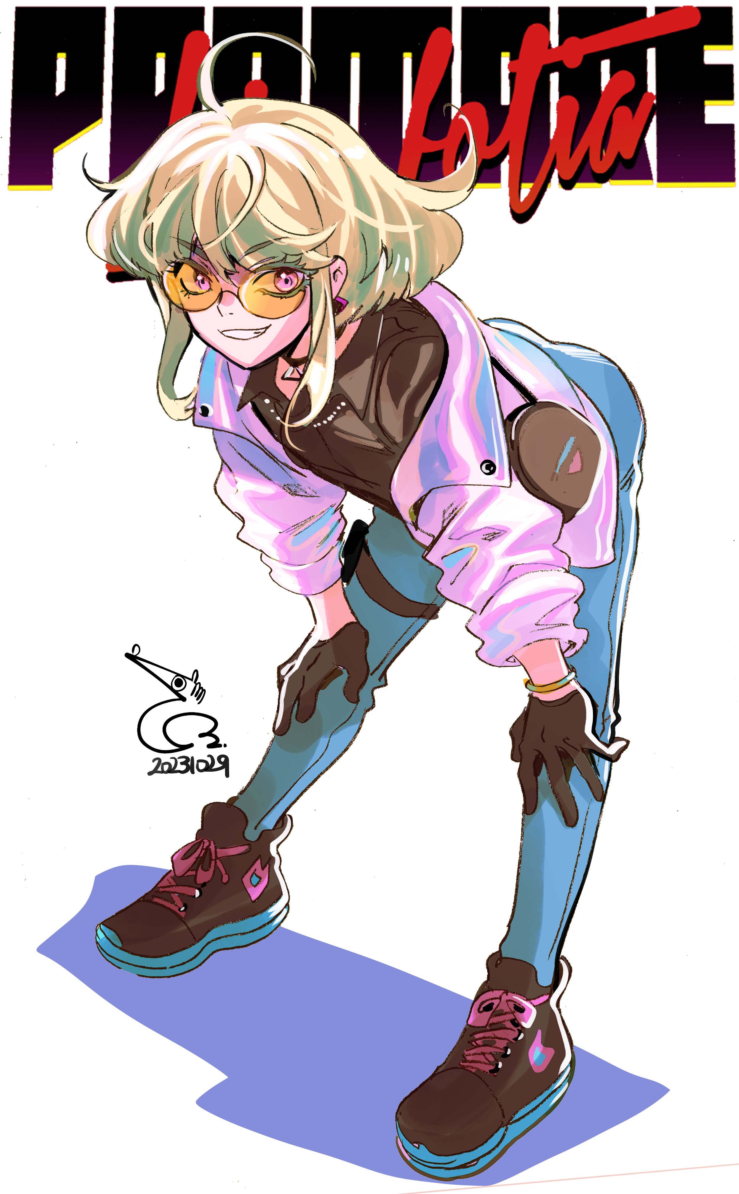 Safebooru - 1boy 302 absurdres ahoge alternate costume bent over black bag black choker black ...