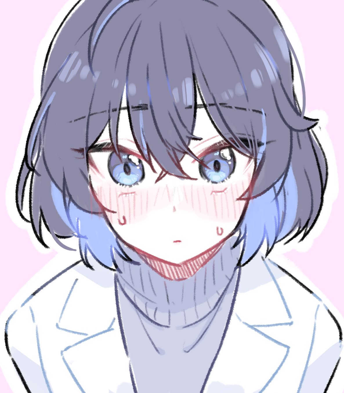 Safebooru - 1girl black hair blue eyes blue hair blush closed mouth commentary request fu hua ...