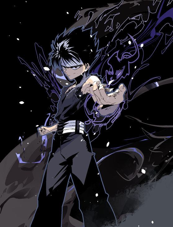Safebooru 1boy Aura Black Hair Closed Mouth Cofffee Headband Hiei Yu 8071