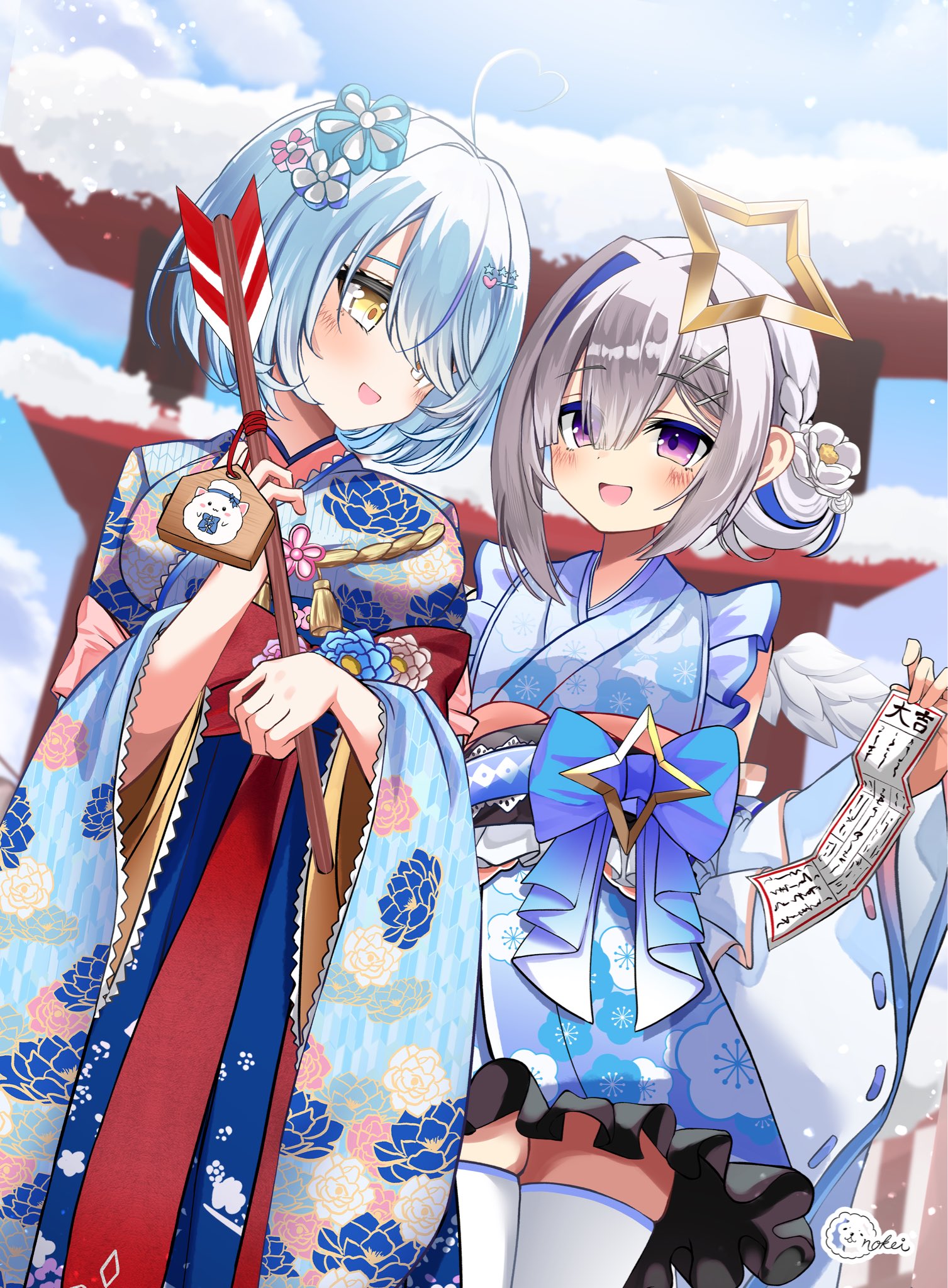 Safebooru - 2girls ahoge alternate costume amane kanata angel wings ...