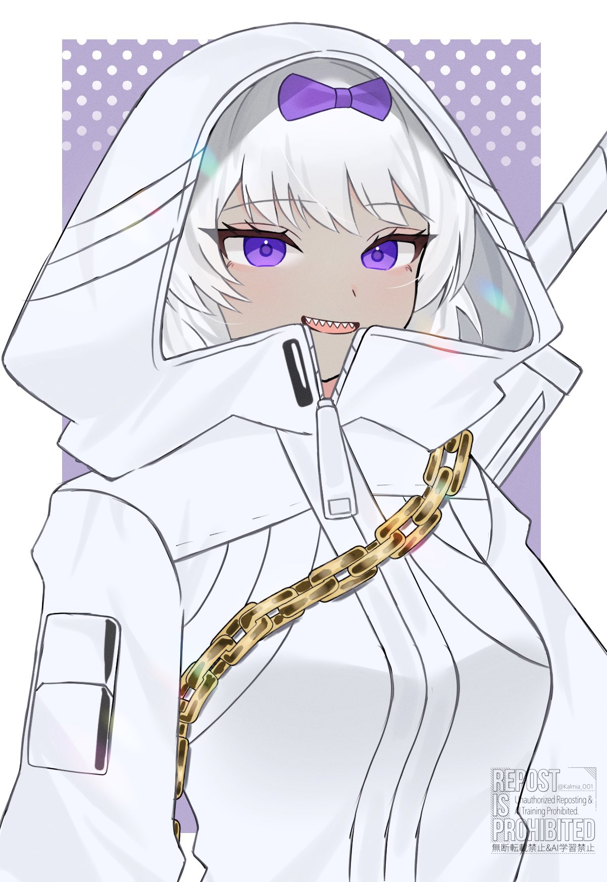 Safebooru - 1girl bow chain commentary request hair bow highres hood ...