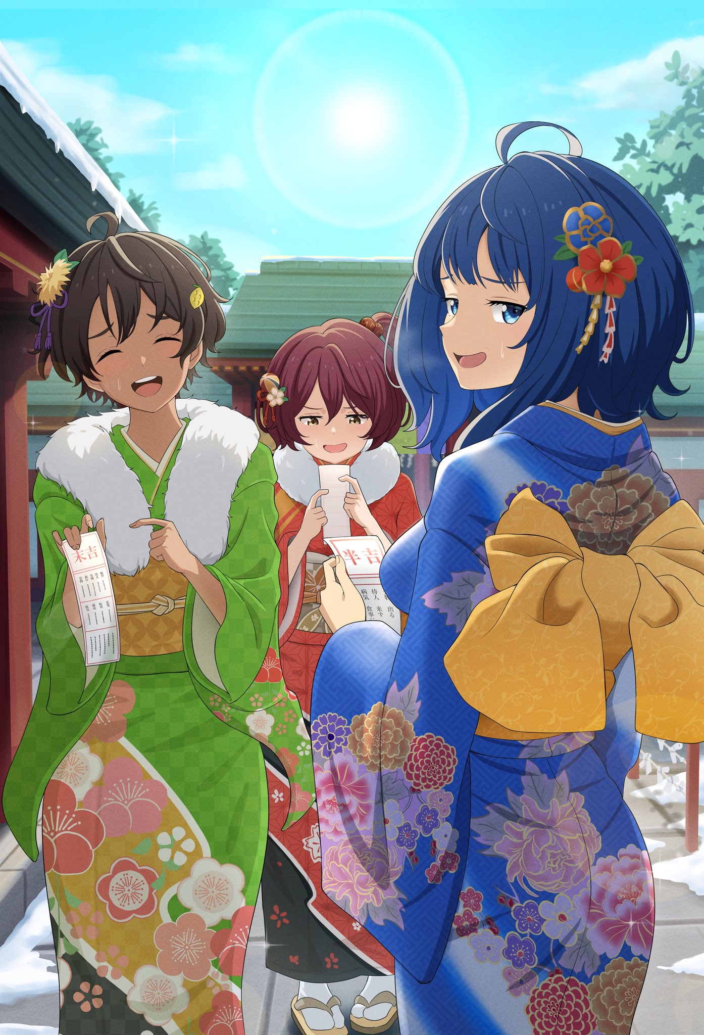 Safebooru - black hair blue eyes blue hair blue kimono commentary ...