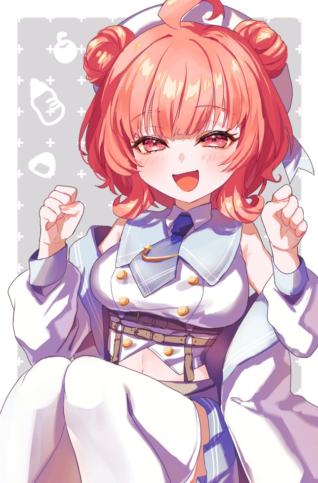 Safebooru 1girl Ahoge Bare Shoulders Double Bun Hair Bun Hat Jacket