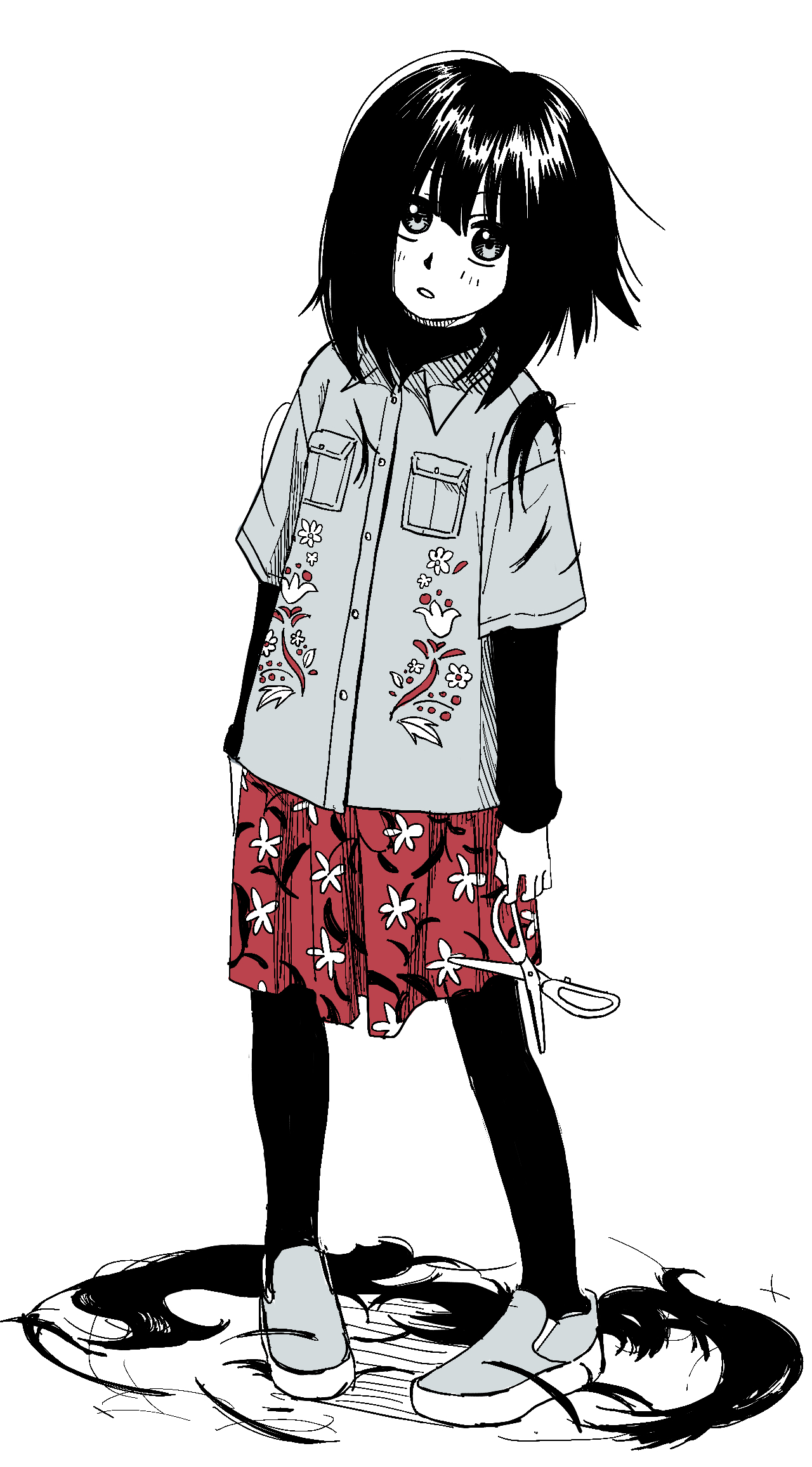 Safebooru - 1girl black eyes black hair collared shirt commentary ...