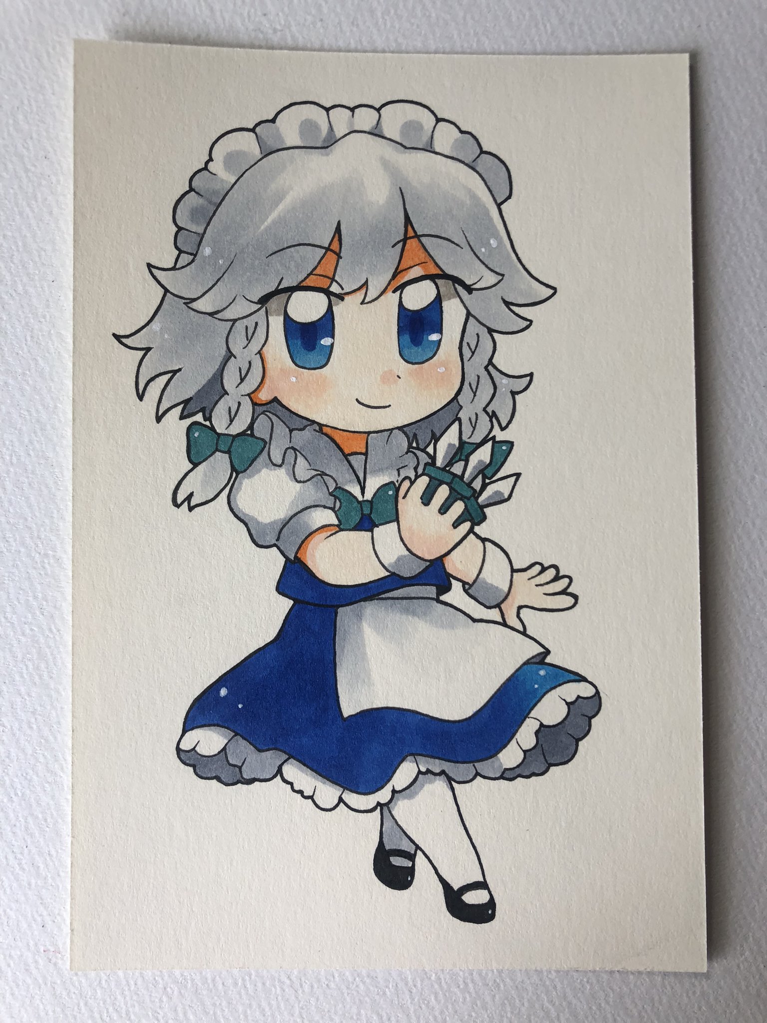 Safebooru - 1girl apron bad id bad twitter id between fingers black ...