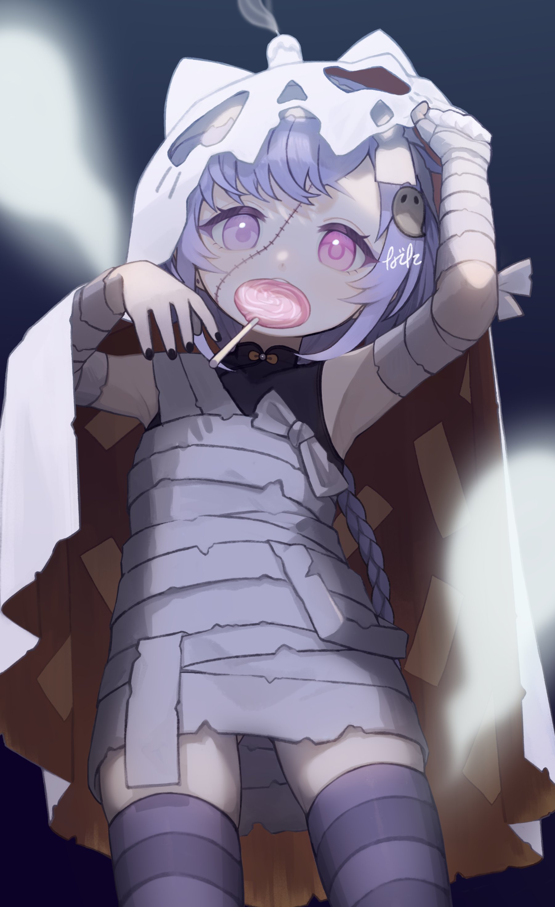 Safebooru - 1girl 750x077 absurdres arms up bandaged arm bandaged chest bandaged hand bandages ...