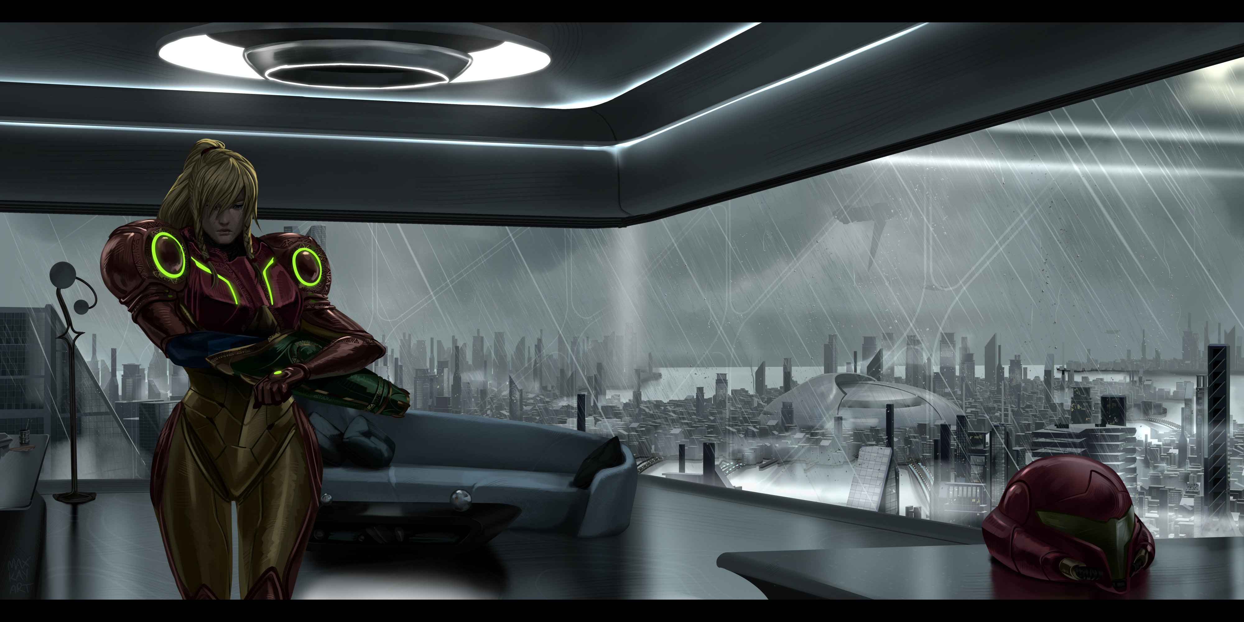 Safebooru - 1girl absurdres aircraft airship apartment arm cannon armor ...