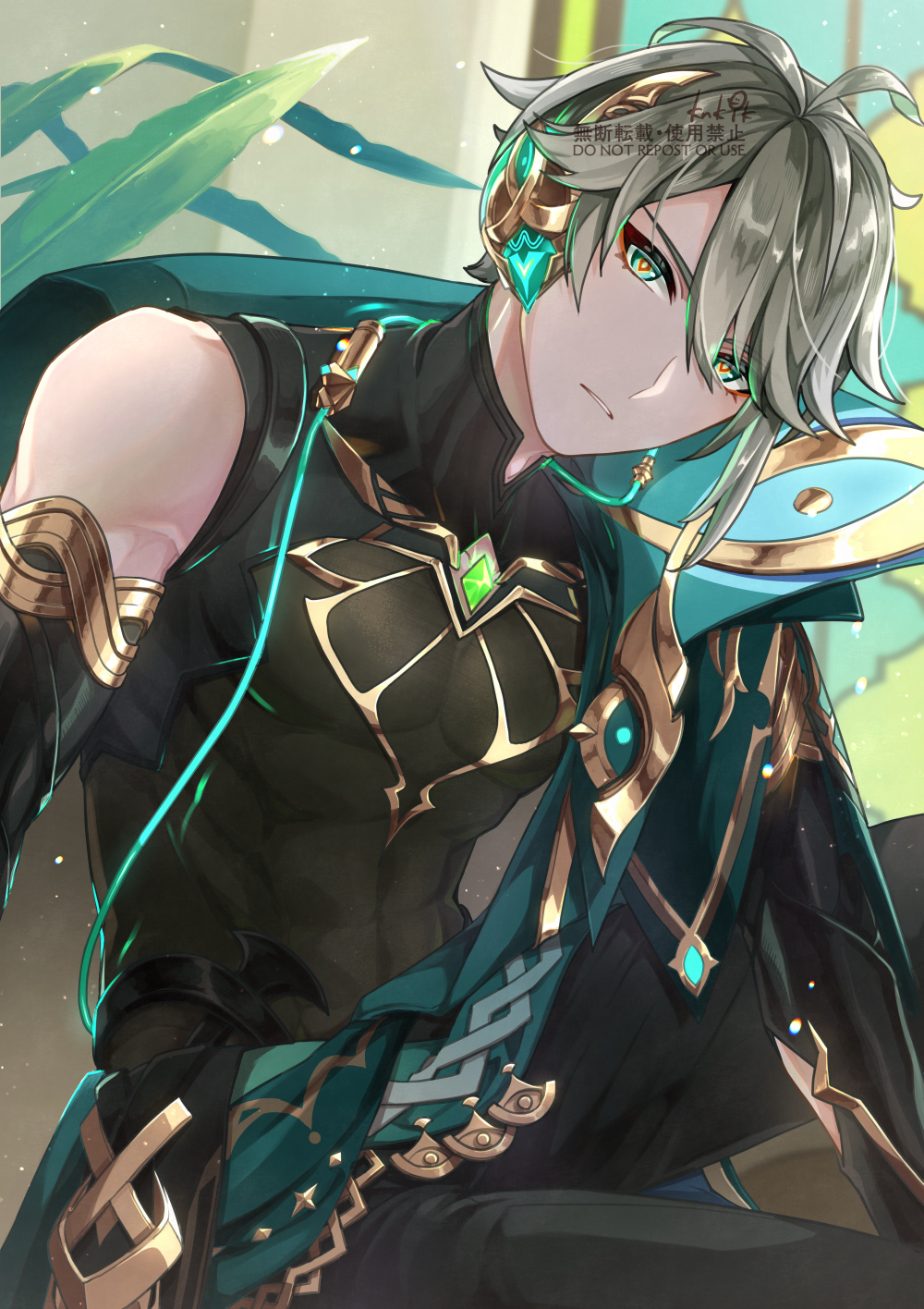 Safebooru - 1boy alhaitham (genshin impact) antenna hair artist name black gloves black pants ...