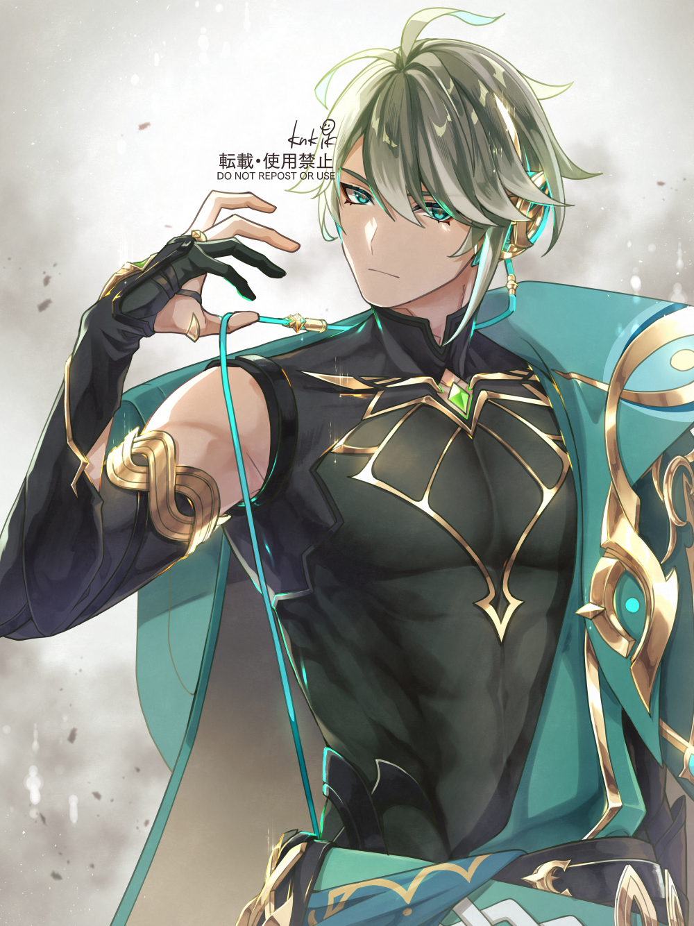 Safebooru - 1boy alhaitham (genshin impact) antenna hair artist name black gloves black shirt ...