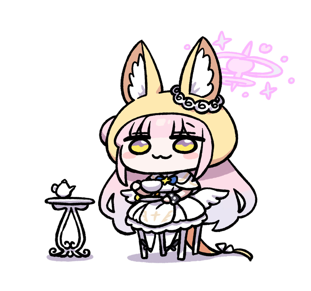 Safebooru - 1girl :3 angel wings animal ear fluff animal ears black footwear black scrunchie ...