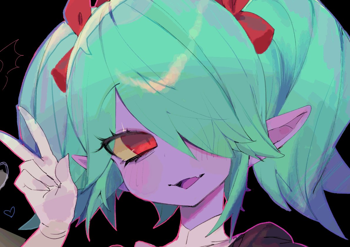 Safebooru - 1girl aqua hair borrowed character colored skin commentary ...