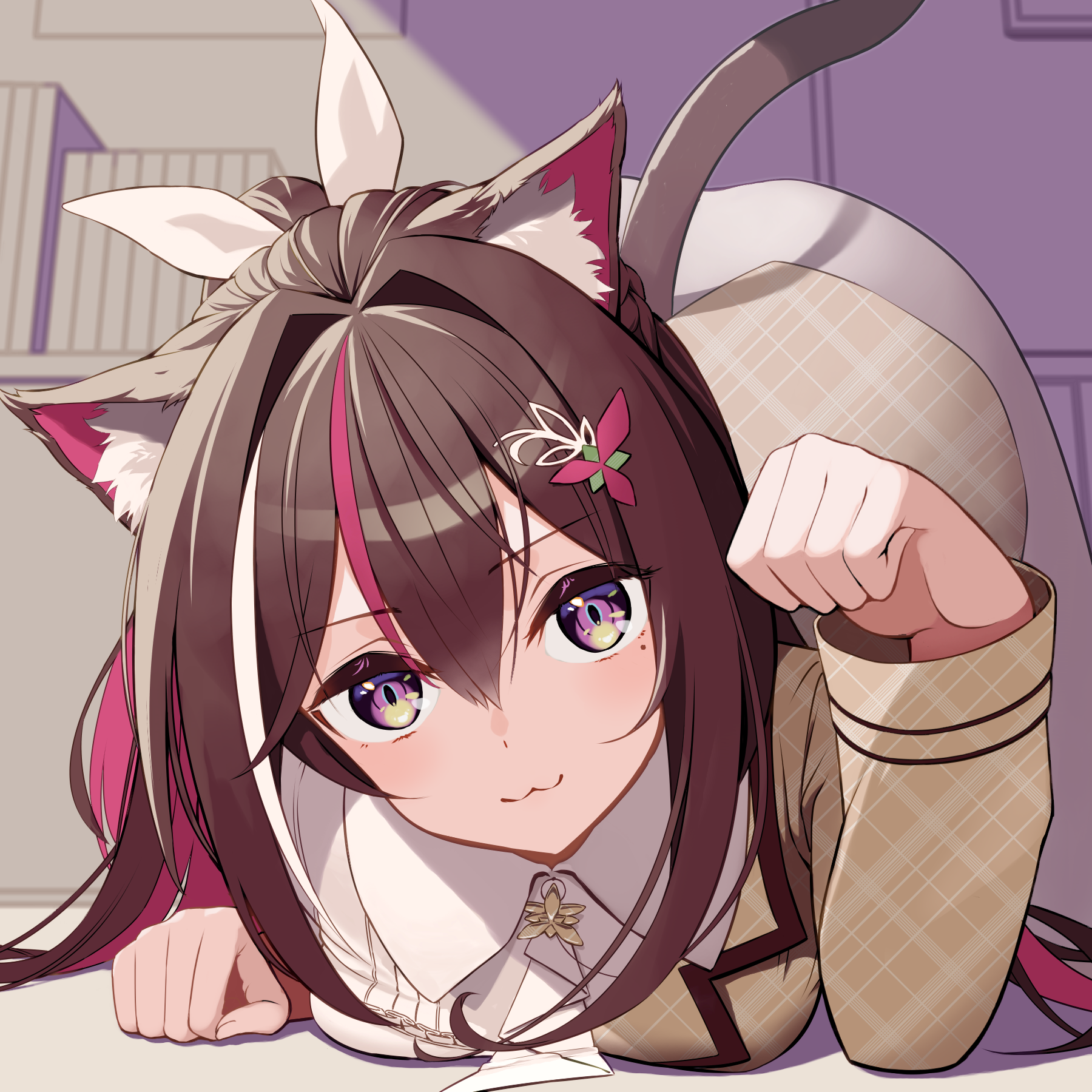 Safebooru - 1girl :3 animal ears azki (hololive) brown hair cat ears ...