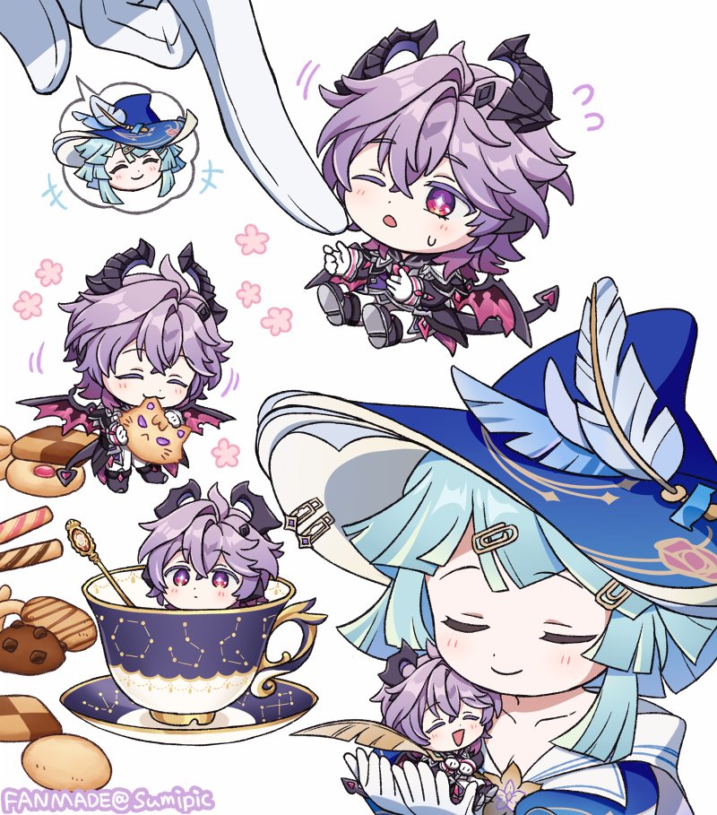 Safebooru - 1boy 1girl andersdotter (genshin impact) aqua hair artist ...