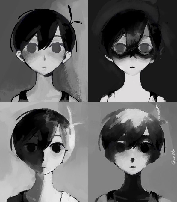 Safebooru - 1boy antenna hair black eyes black hair black tank top ...