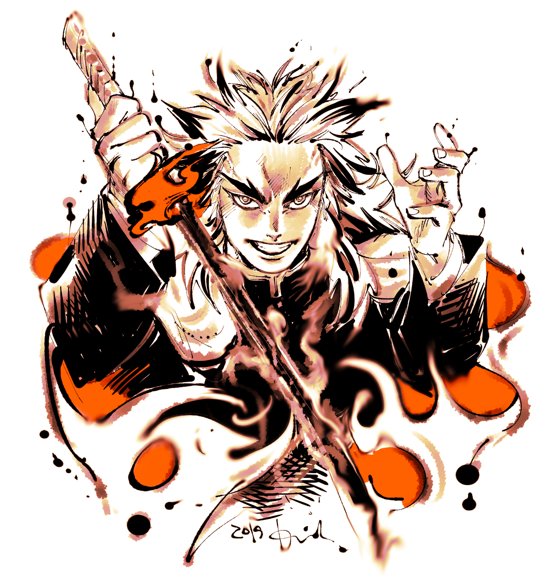 Safebooru - 1boy demon slayer uniform forehead forked eyebrows jacket kimetsu no yaiba kotteri ...