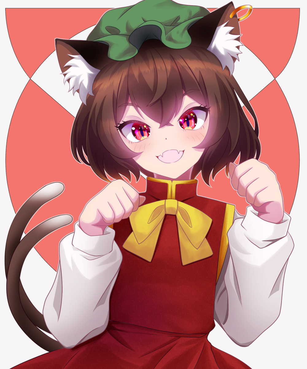 Safebooru - 1girl :d animal ear fluff animal ear piercing animal ears blush bow bowtie brown ...