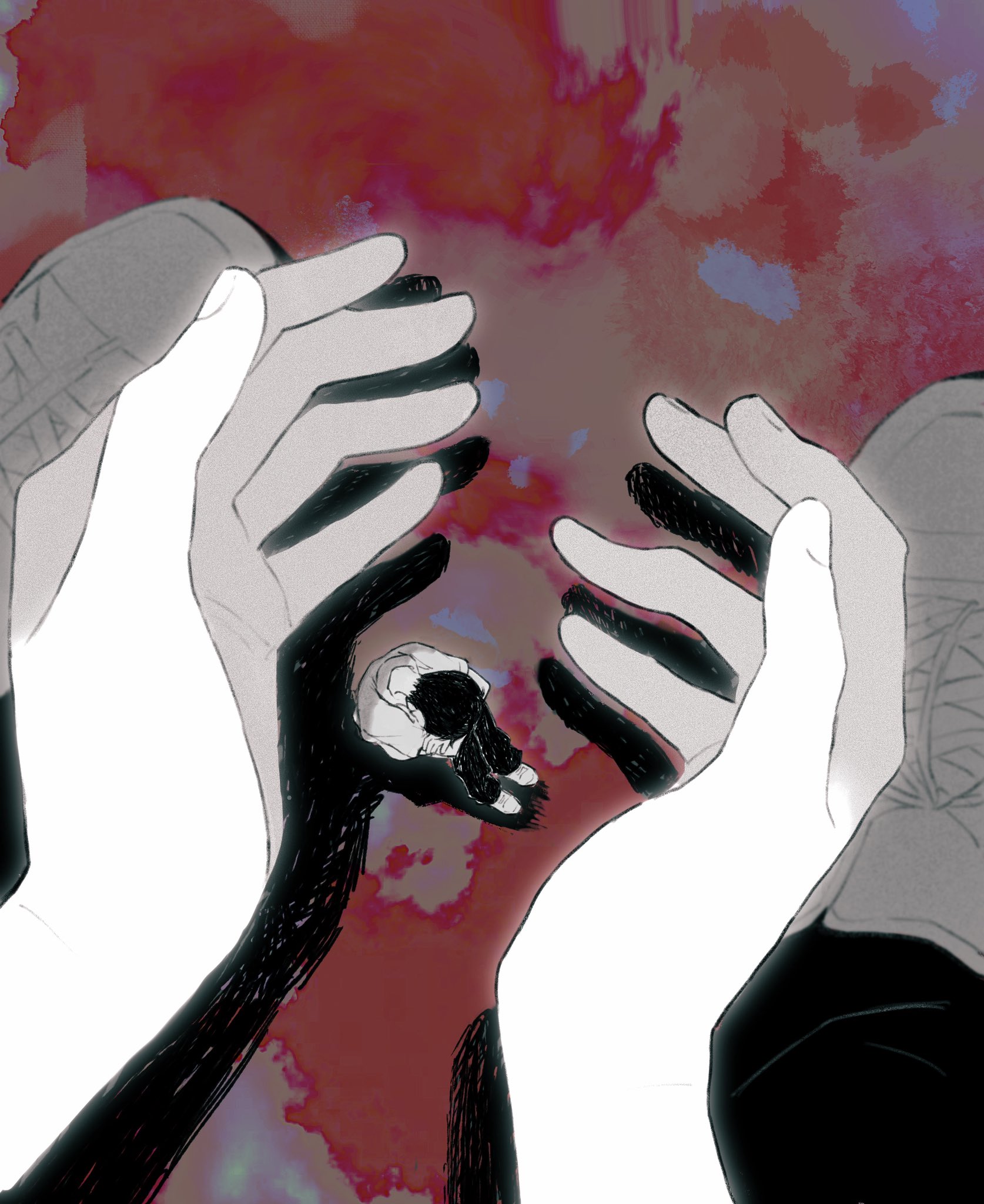 Safebooru - 1boy collared shirt commentary disembodied limb english ...