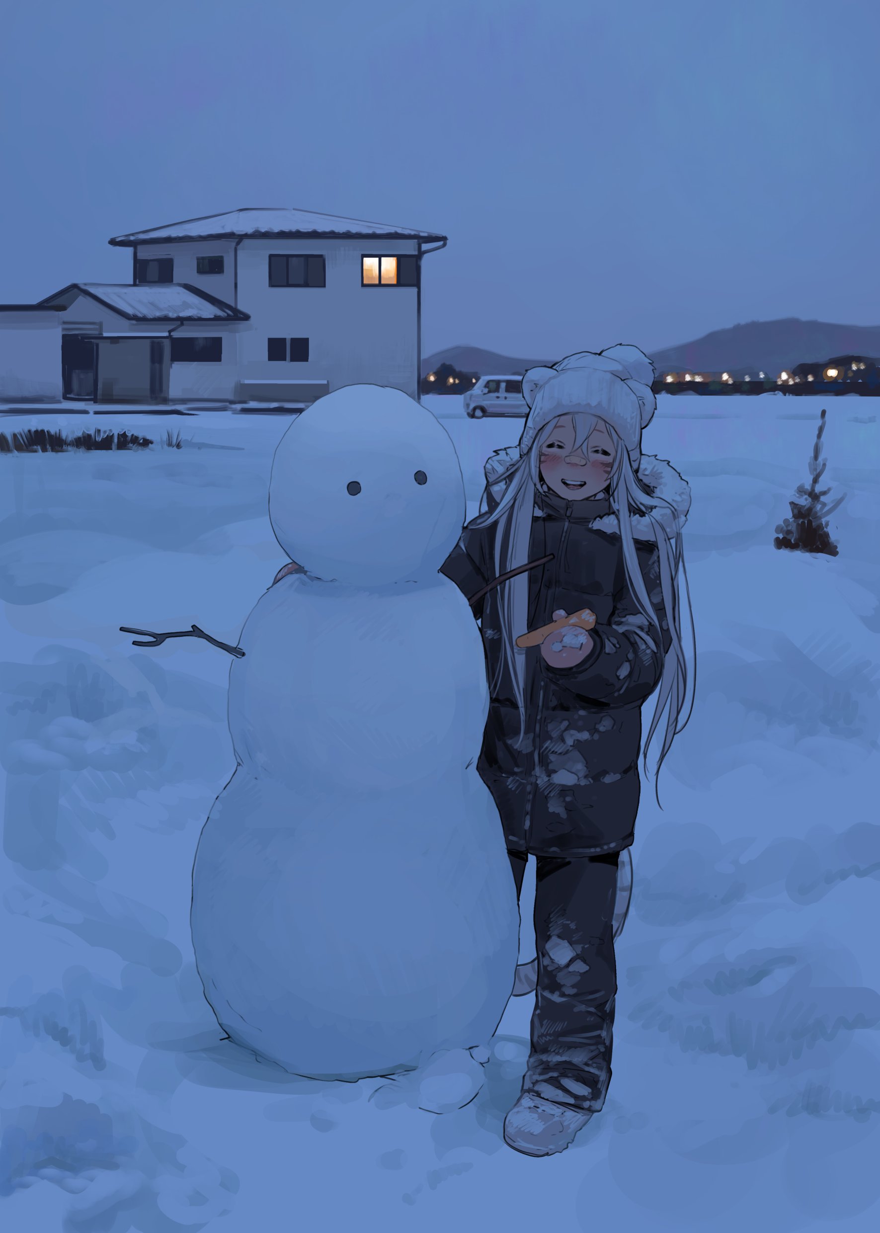 Safebooru - 1girl absurdres animal ears bandaid bandaid on face bandaid on nose beanie black ...