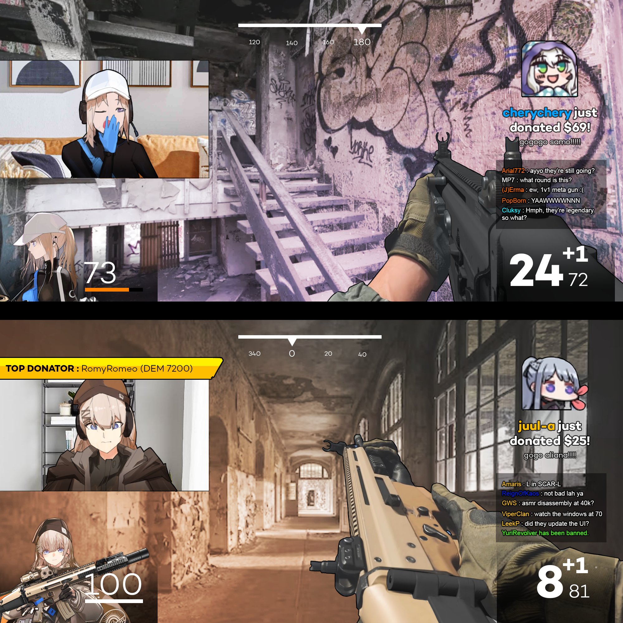 Safebooru - 2girls assault rifle baseball cap black bodysuit blonde ...