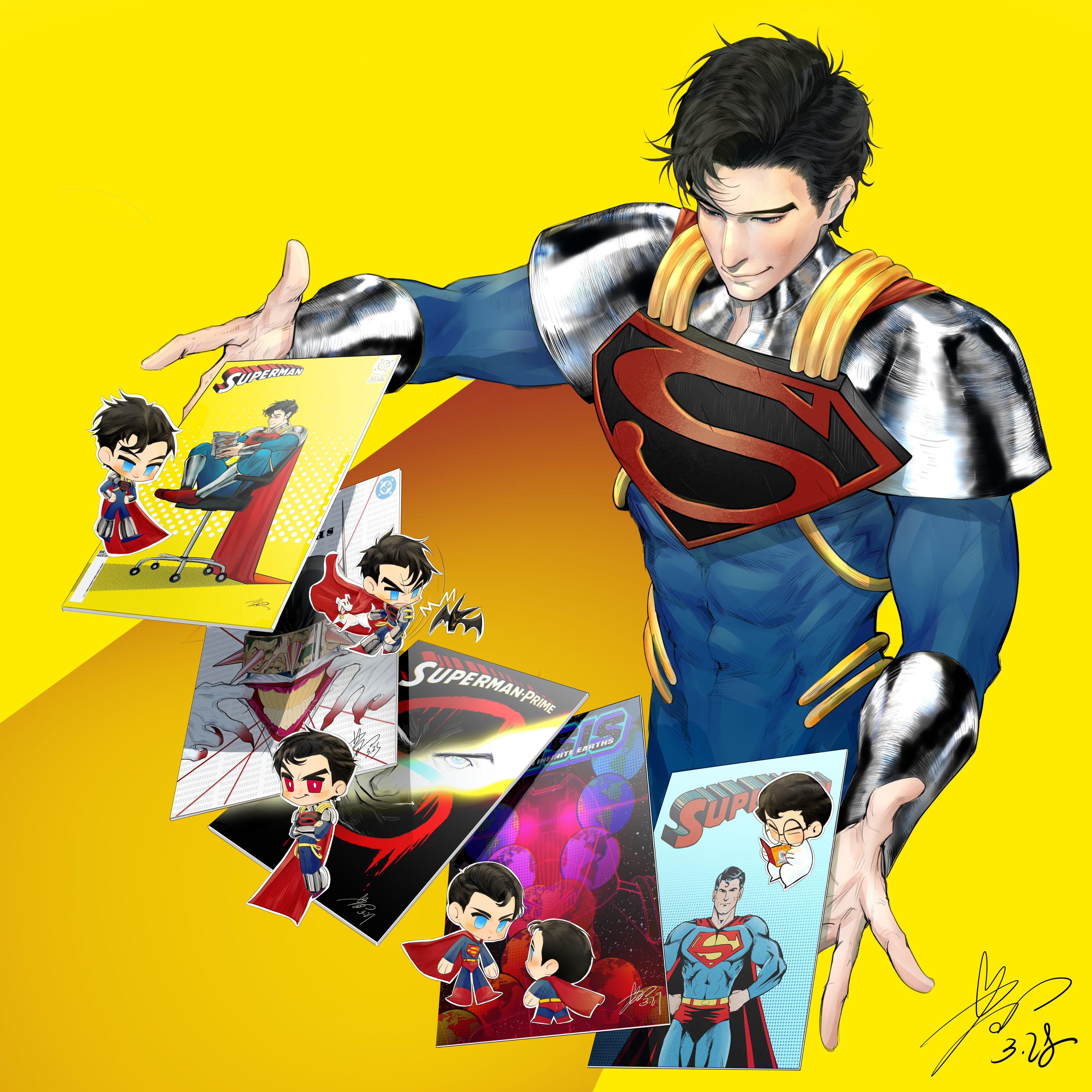 Safebooru - 1boy absurdres bodysuit cape comic cover commentary dc ...