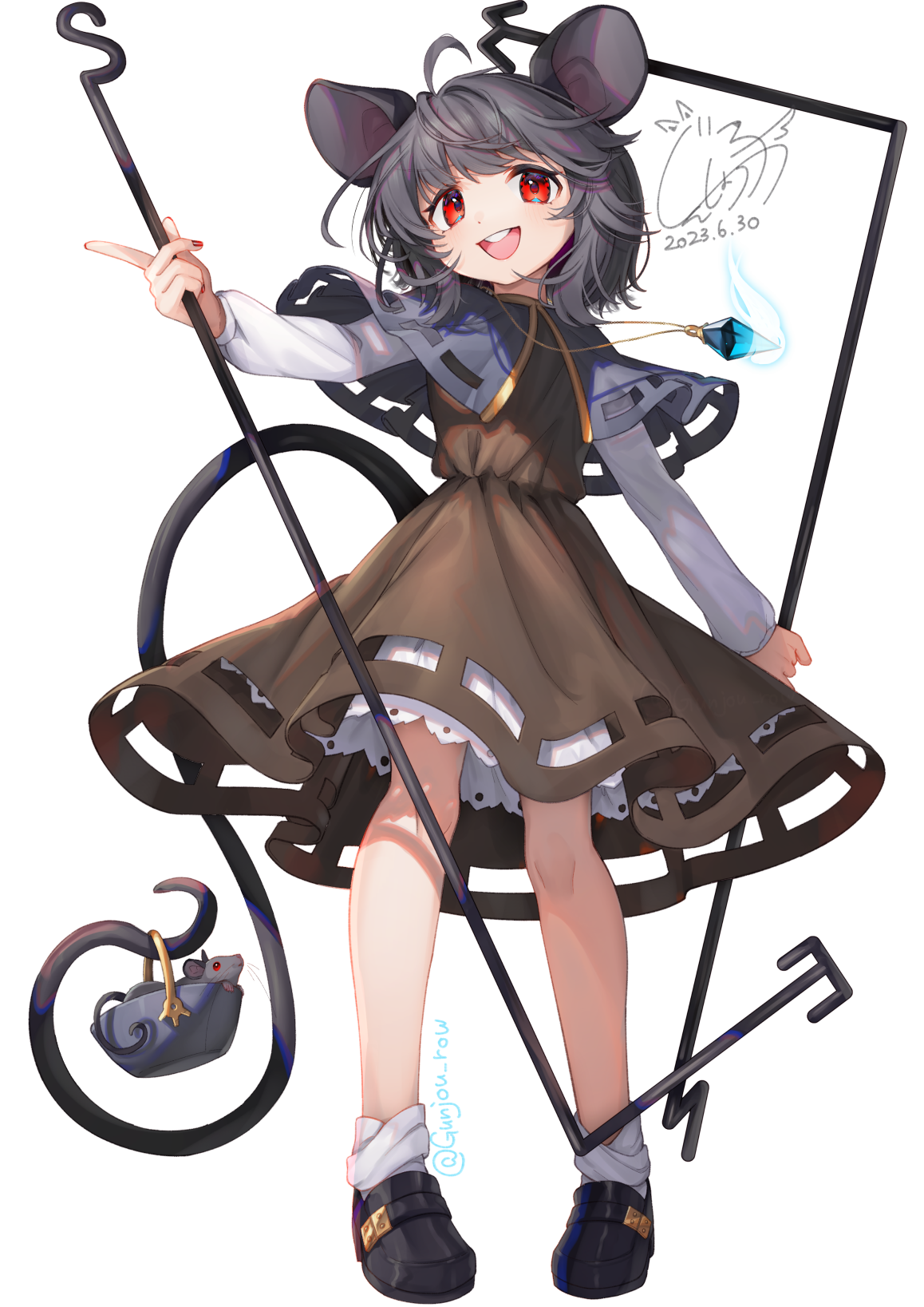 Safebooru - 1girl ahoge animal animal ears black dress black footwear blush capelet dated ...