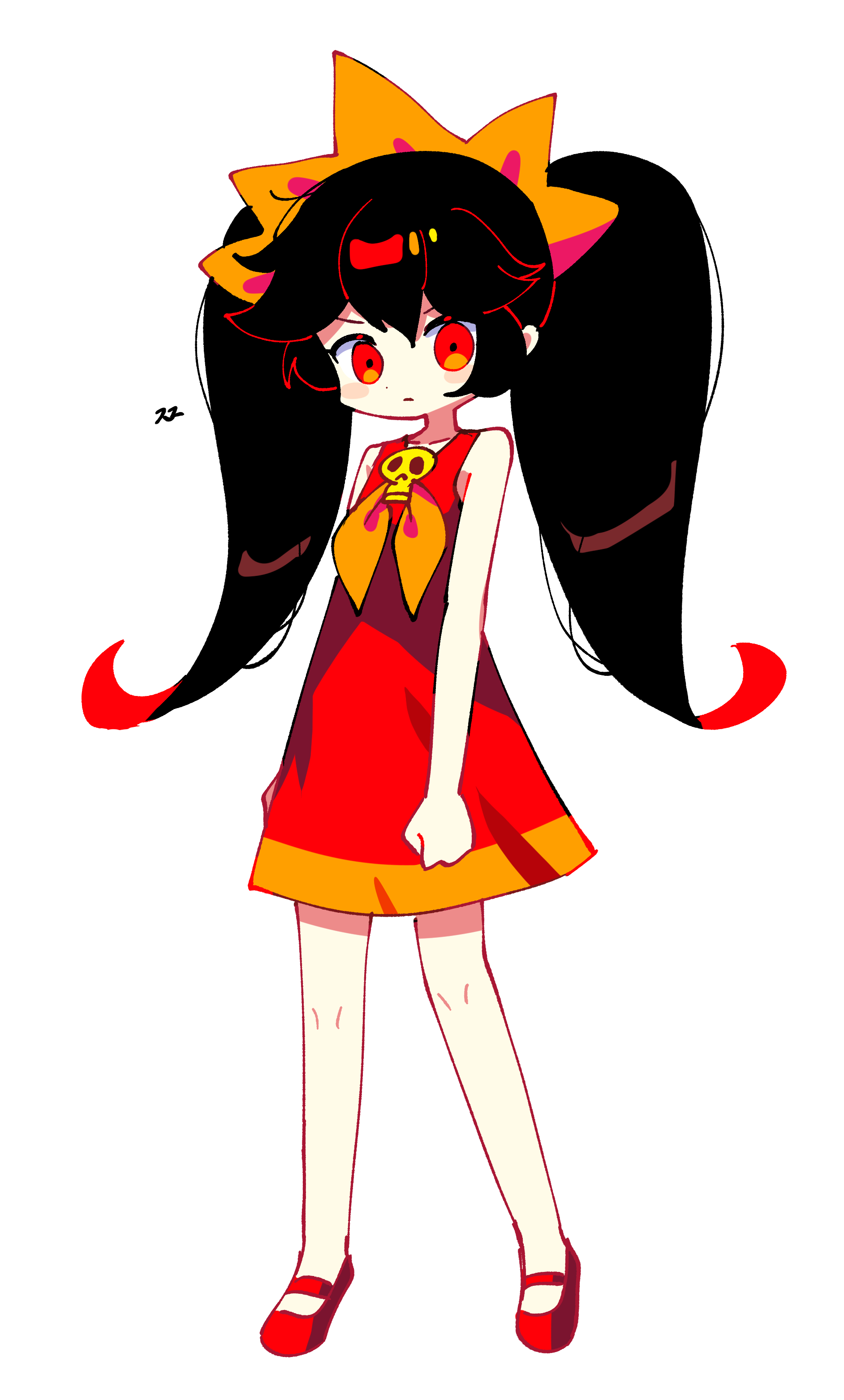 Safebooru - 1girl absurdres arms at sides ascot ashley (warioware) bare arms black hair blush ...
