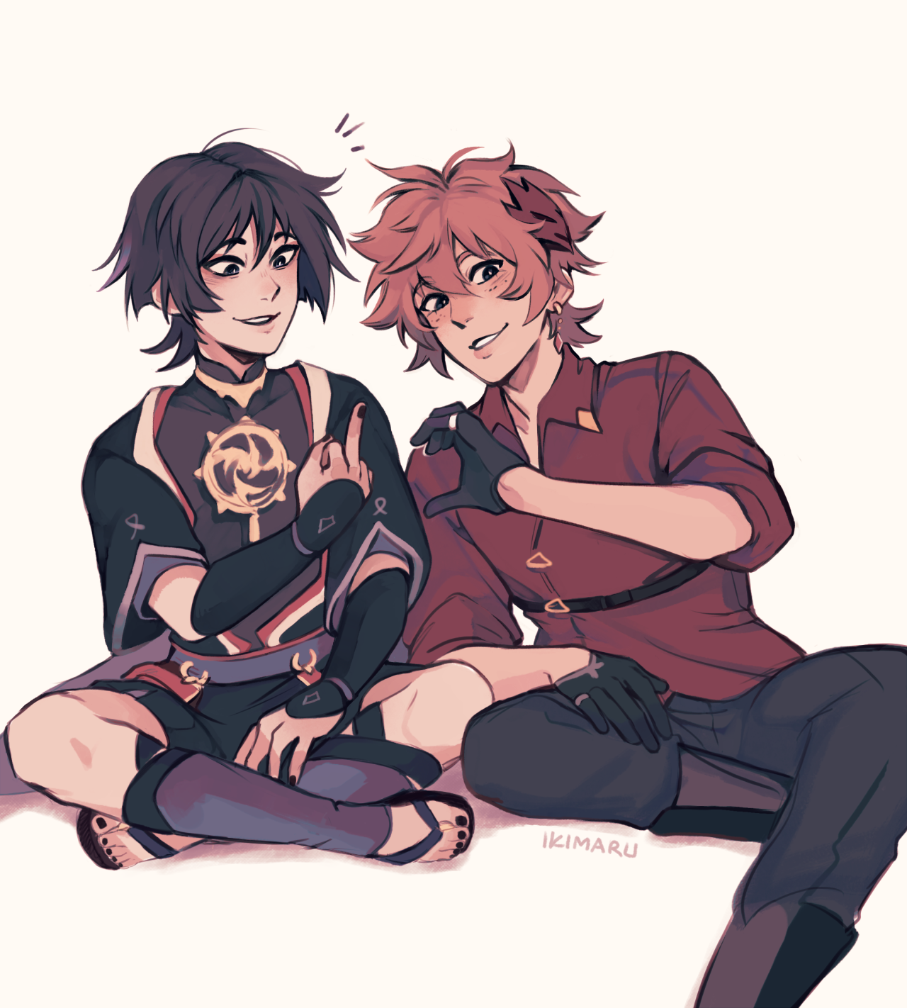 Safebooru - genshin impact haori heart heart hands highres hime cut ...