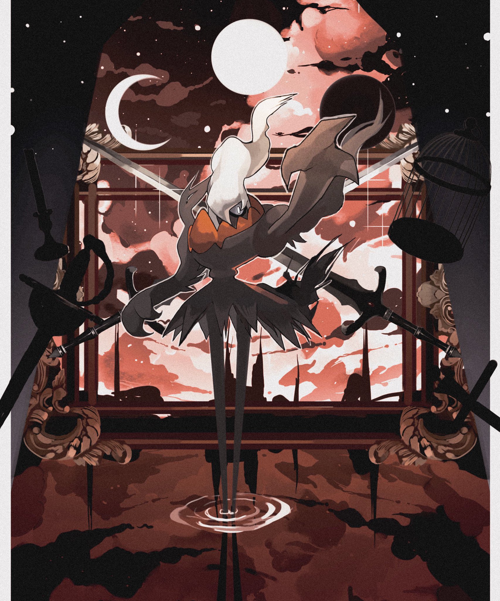 Safebooru - cage clouds colored sclera crescent moon darkrai full moon ...