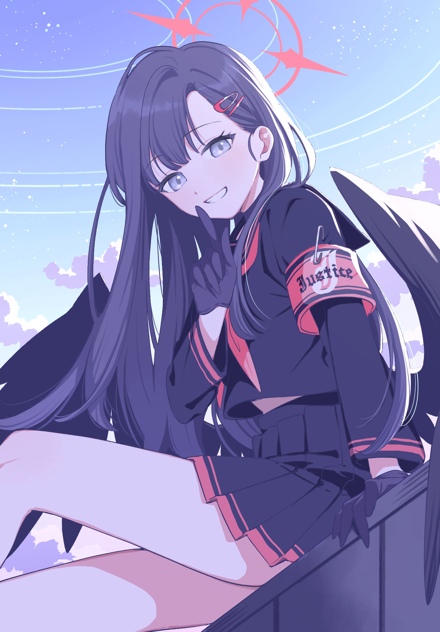 Safebooru - 1girl armband black choker black gloves black hair black sailor collar black ...