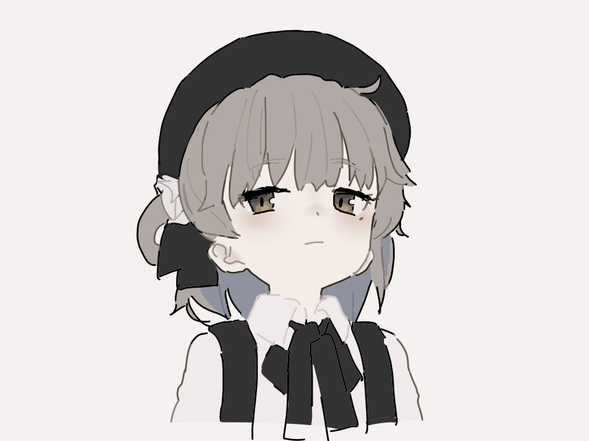 Safebooru - 1girl azmira1534815 beret black headwear black ribbon brown eyes brown hair closed ...