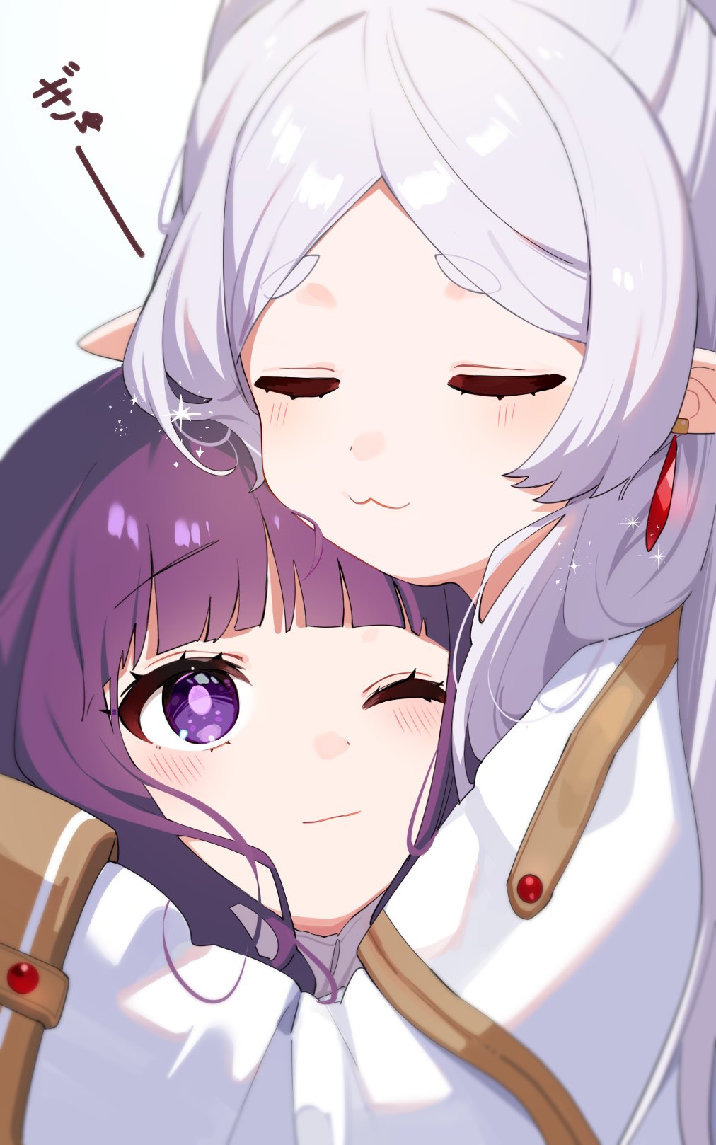 Safebooru - 2girls :3 blush closed eyes closed mouth commentary request ...
